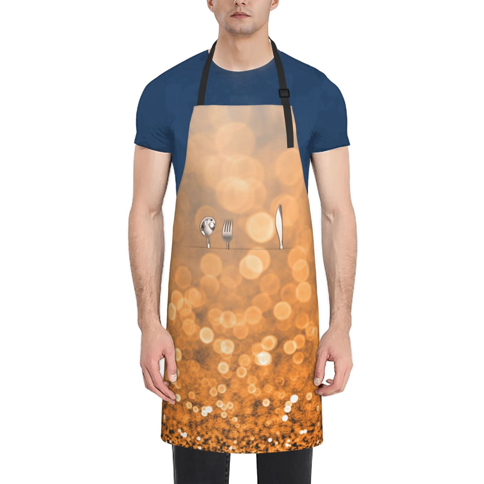 Lsque Sparkling Orange and Black Waterproof Apron Chef Aprons for Men ...