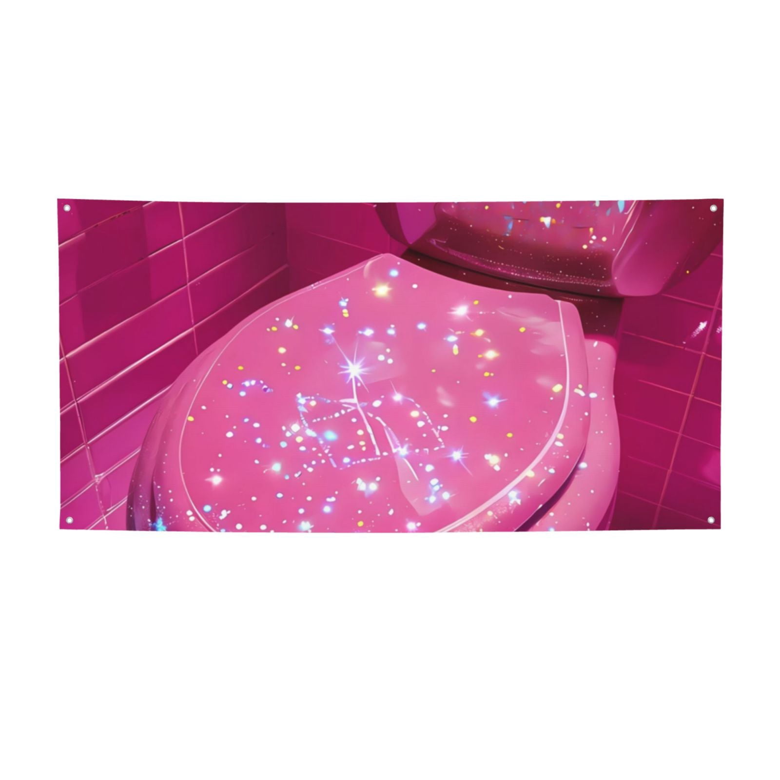 Lsque Sparkling Pink Toilet Pattern Party Banner, Festive Banner ...