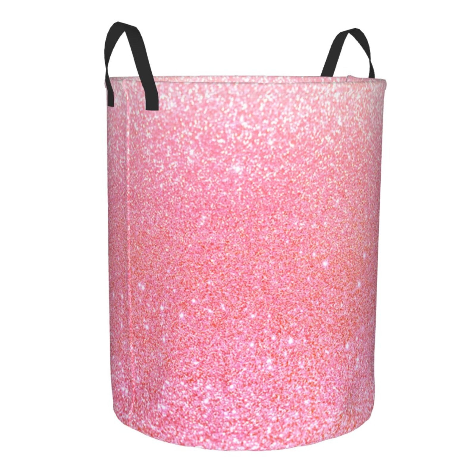 Lsque Sparkly Pink Glitter pattern Laundry Hamper Basket, Tall Woven ...