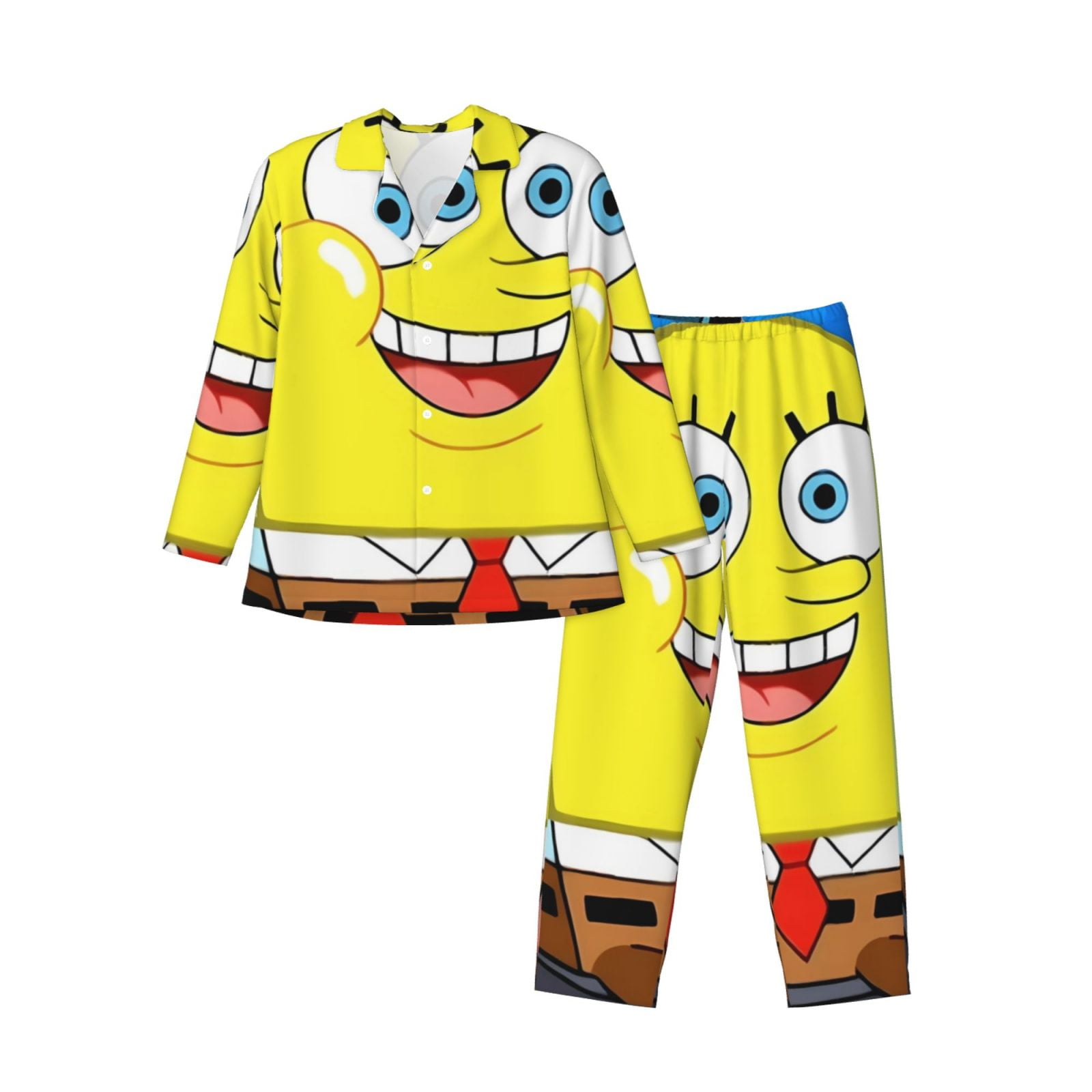 Lsque SpongeBob SquarePants Pattern Long Sleeve Pajama Set for Men ...