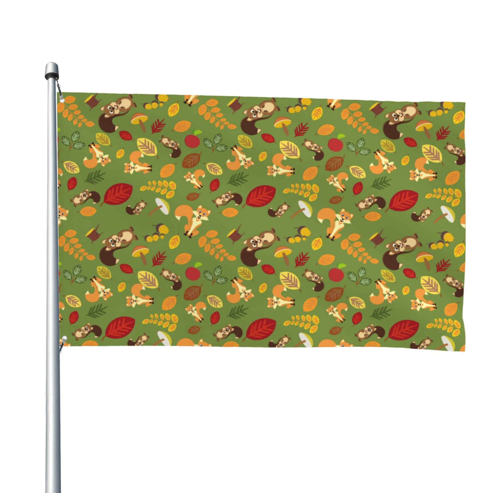 Lsque Squirrel And Fox In The Forest Pattern Flag,Squirrel And Fox In ...