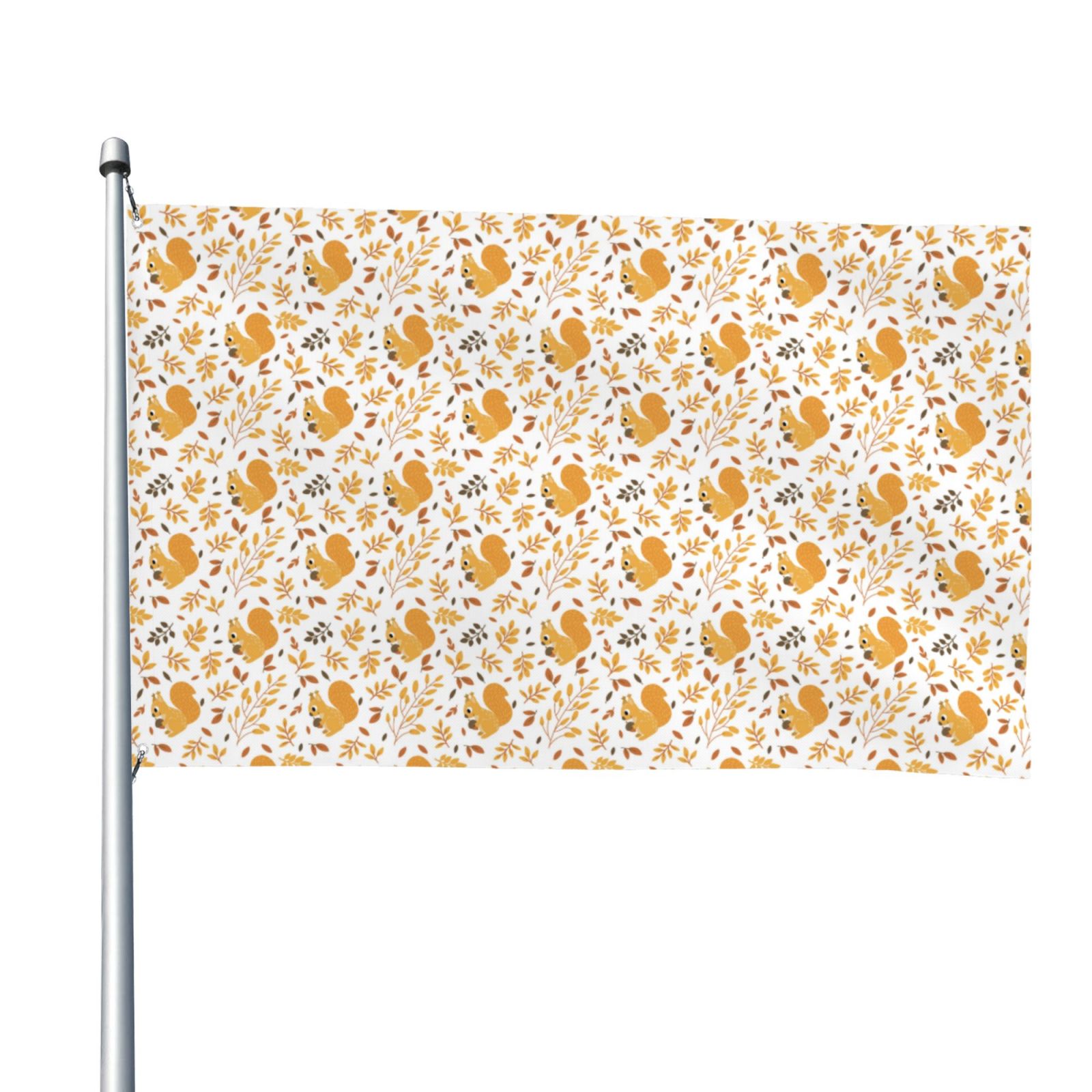 Lsque Squirrel And Leaves Pattern Flag,Squirrel And Leaves Printed ...