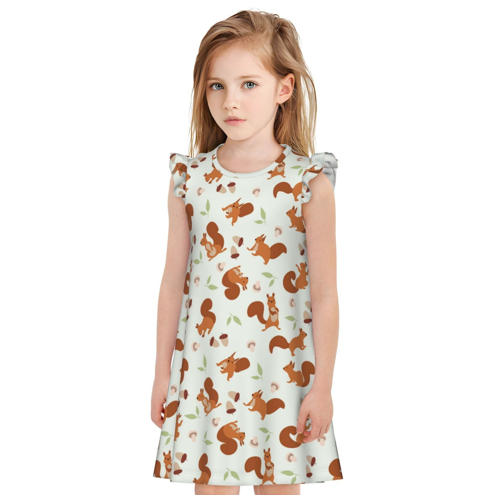 Lsque Squirrel Playing Printed Girls' Nightgown, Soft & Cute Pajamas ...