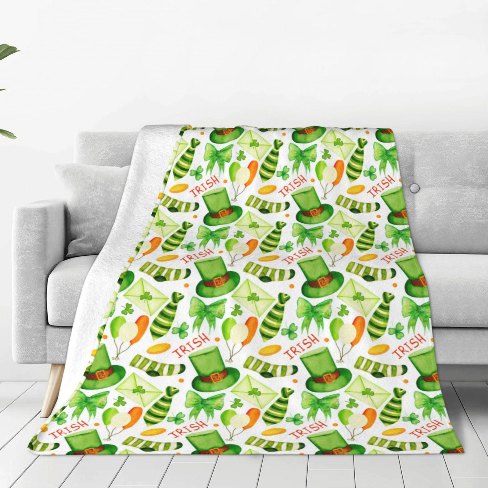 Lsque St. Patrick's day Pattern Fuzzy Fleece Throw Blanket Extra Large ...