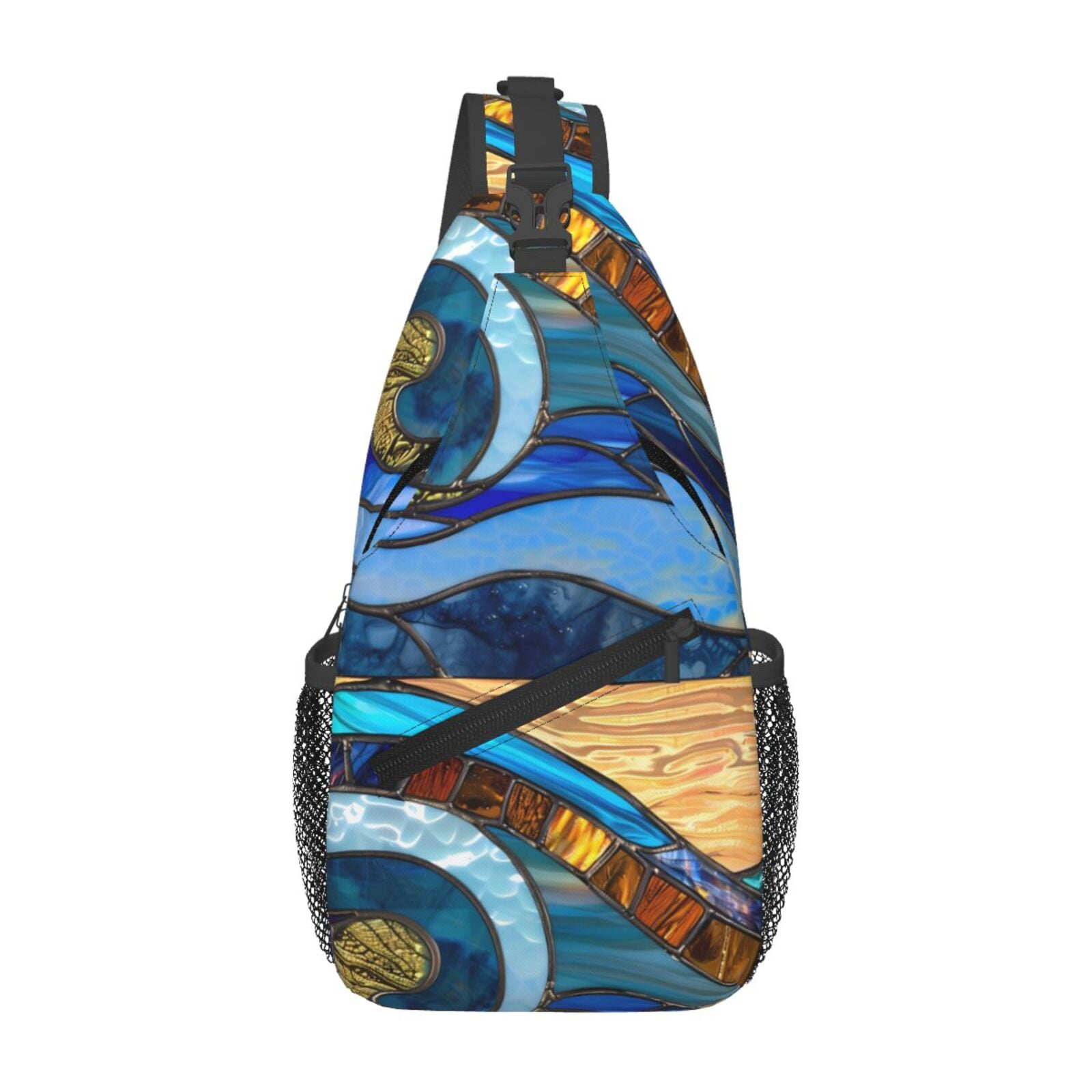 Lsque Stained Glass Ocean Wave Pattern Cross Chest Bag Diagonally ...