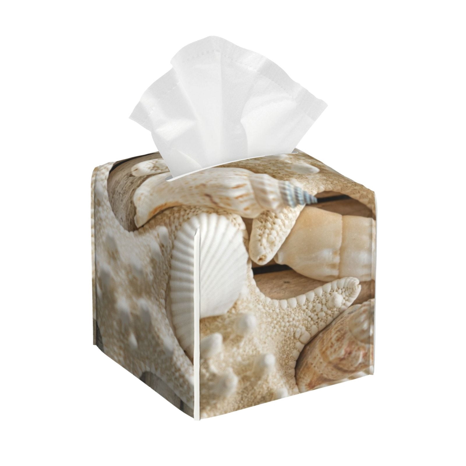 Lsque Starfish and Sea Shells Printed Tissue Box Cover Holder, Facial ...
