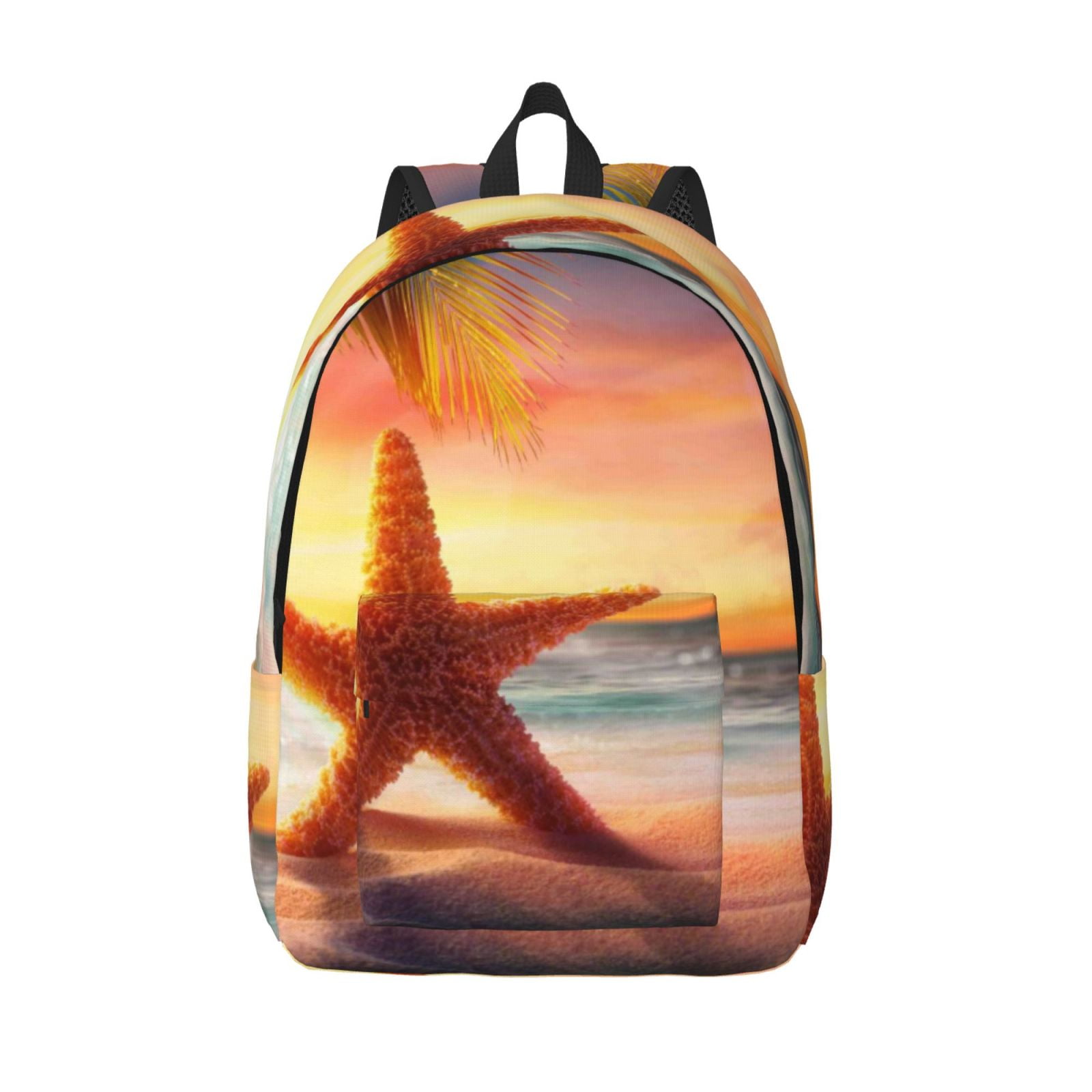 Lsque Starfish Sunset Sea Beach Pattern Canvas Daypack, Durable ...