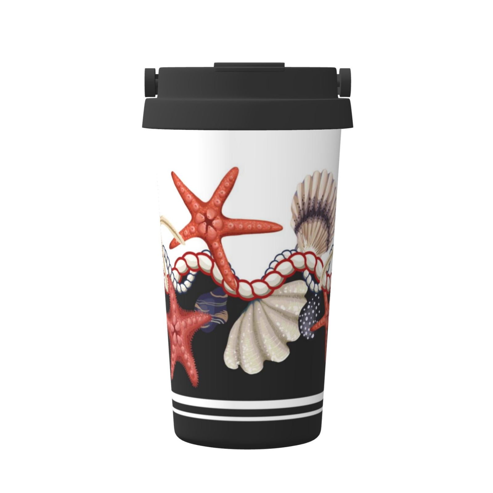 Lsque Starfishes Shells Pattern Travel Coffee Mug 16oz: Insulated ...