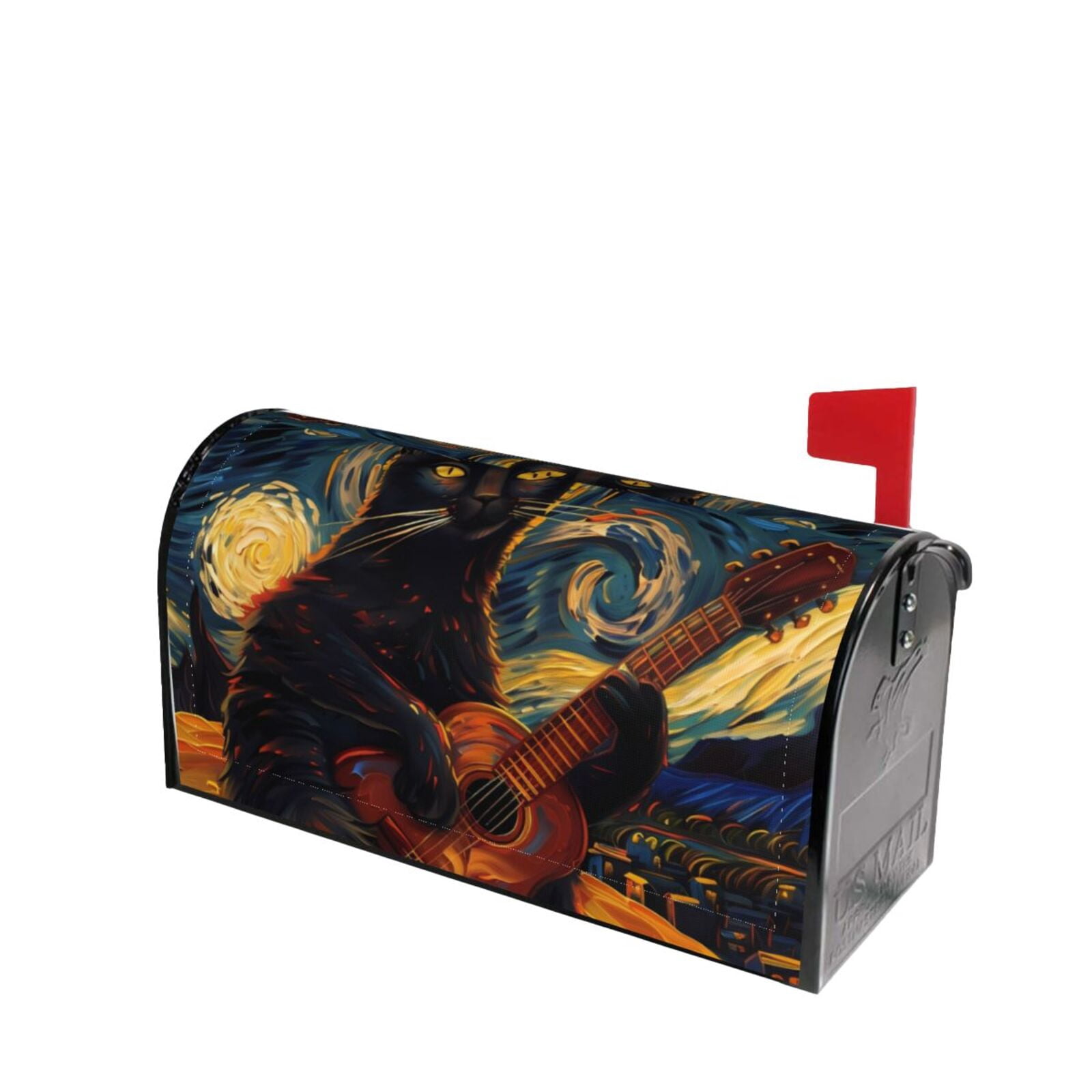 Lsque Starry Night Cat Guitarist Mailbox Cover Standard Size ,Magnetic ...