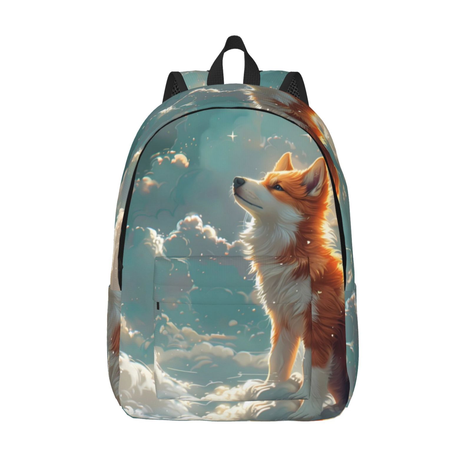 Lsque Starry Sky Cloud Fox Pattern Canvas Daypack, Durable Backpack ...