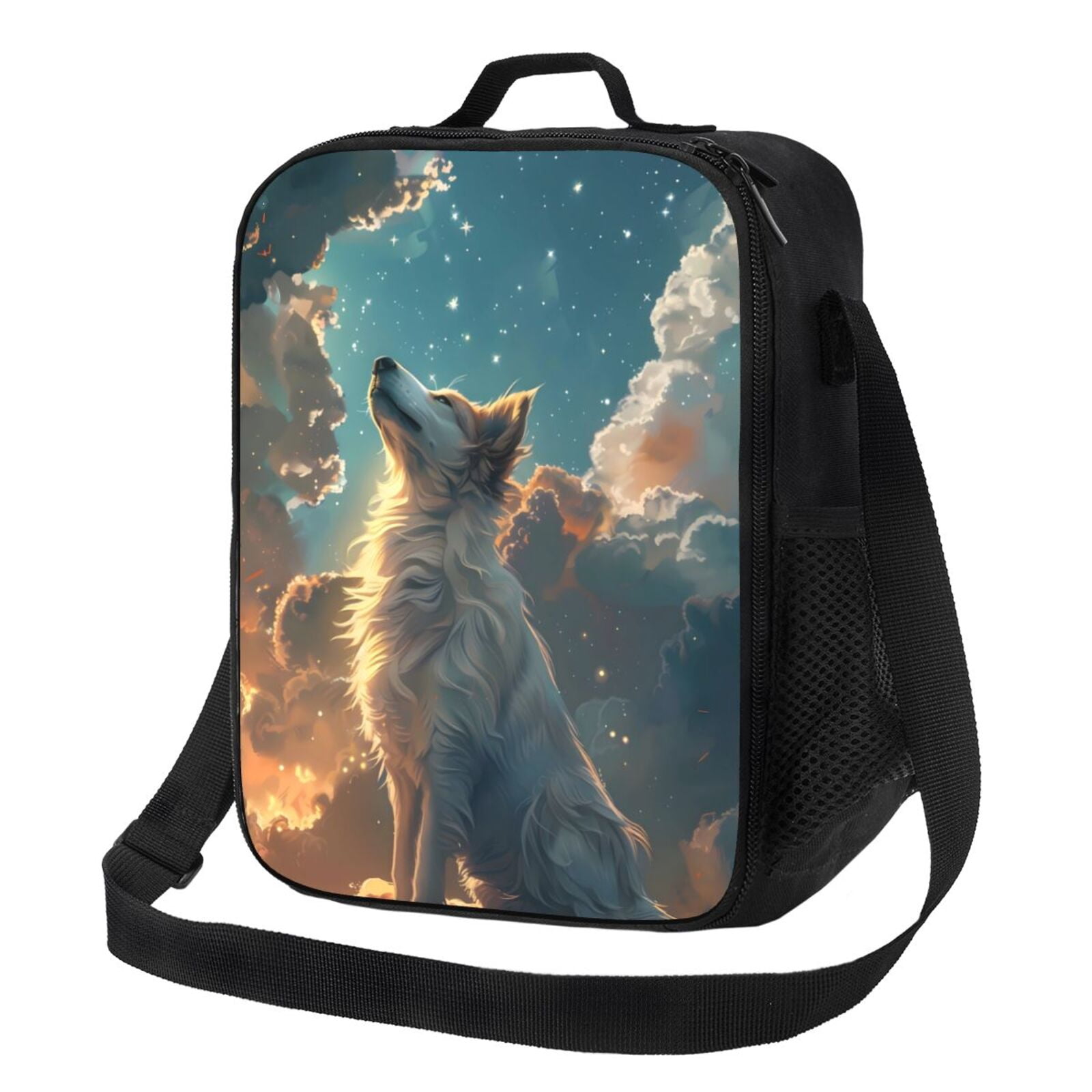 Lsque Starry Sky Cloud Wolf Lunch Bag Lunch Box for Women Men Reusable ...