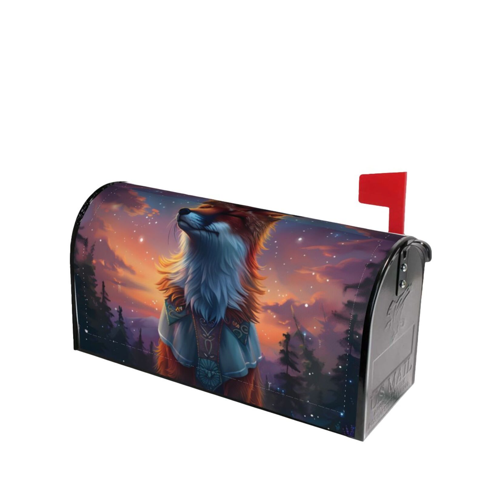 Lsque Starry Sky Meditating Fox Mailbox Cover Standard Size ,Magnetic ...