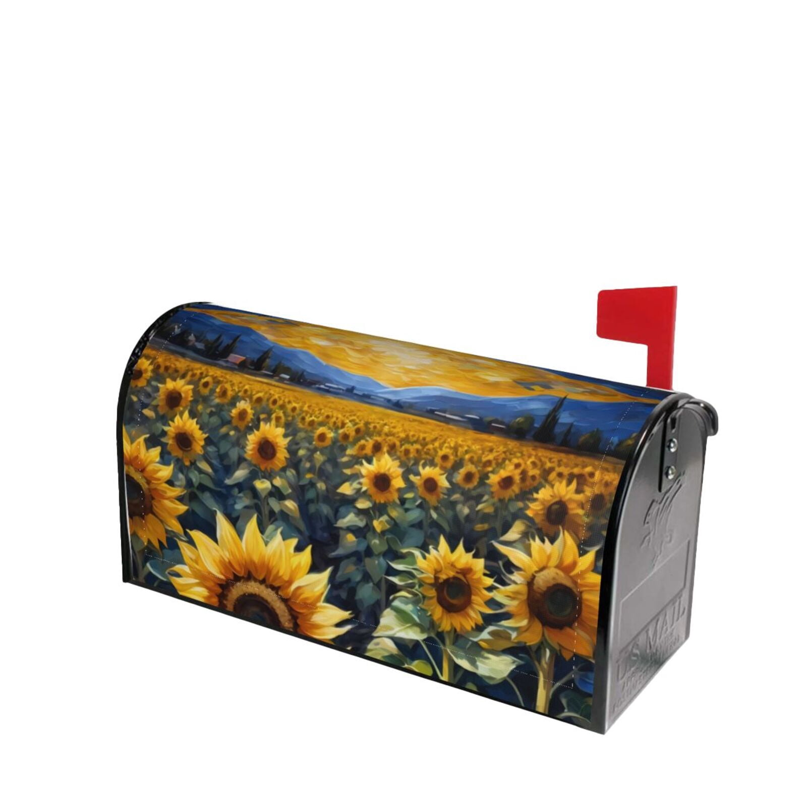 Lsque Starry Sky Moon Sunflower Mailbox Cover Standard Size ,Magnetic ...