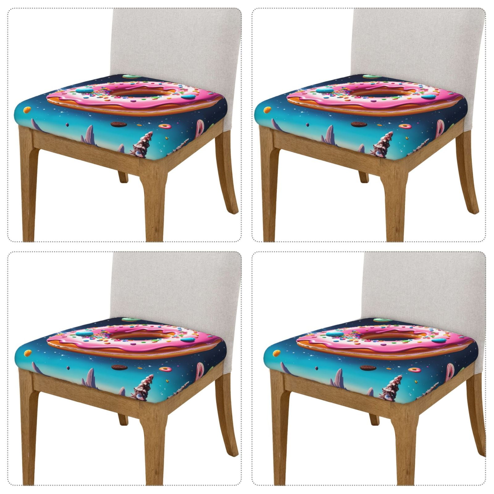 Lsque Starry Sky Pine Tree Donut Printed Square Couch Cushion Covers ...