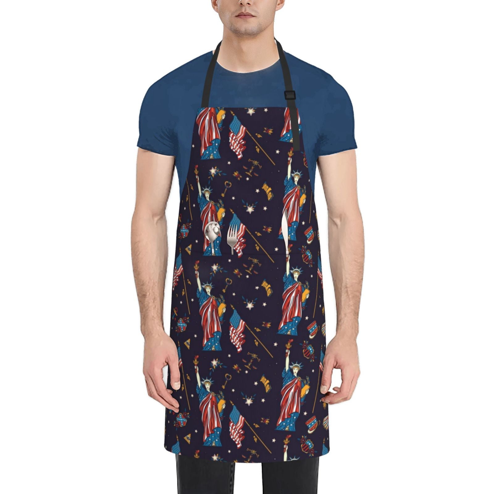 Lsque Statue Of Liberty Eagle Waterproof Apron Chef Aprons for Men ...