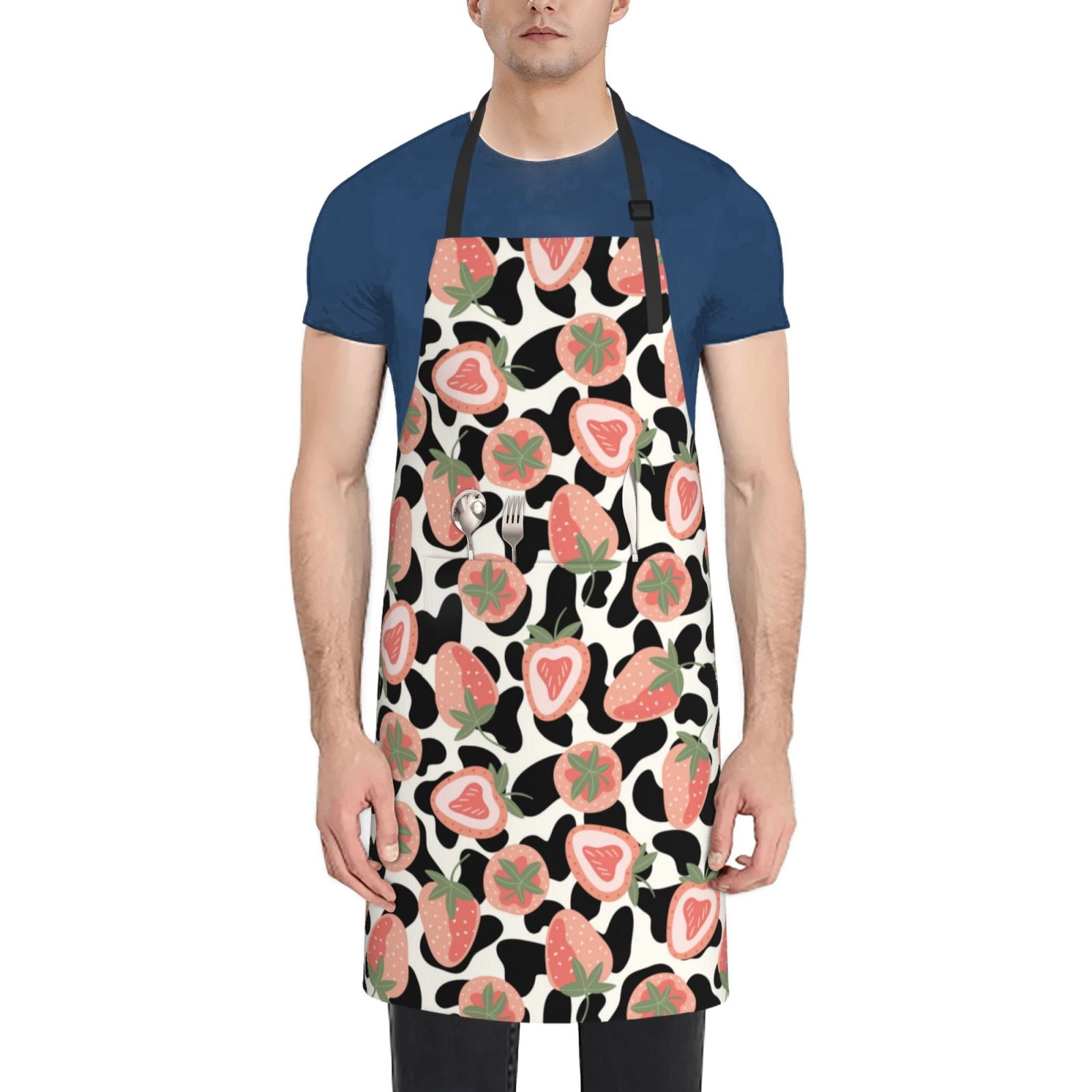 Lsque Strawberries And Cow Skin Waterproof Apron Chef Aprons for Men ...