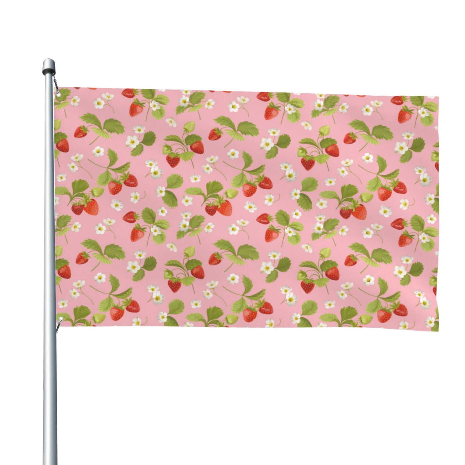 Lsque Strawberry Floral Pattern Flag,Strawberry Floral Printed Garden ...