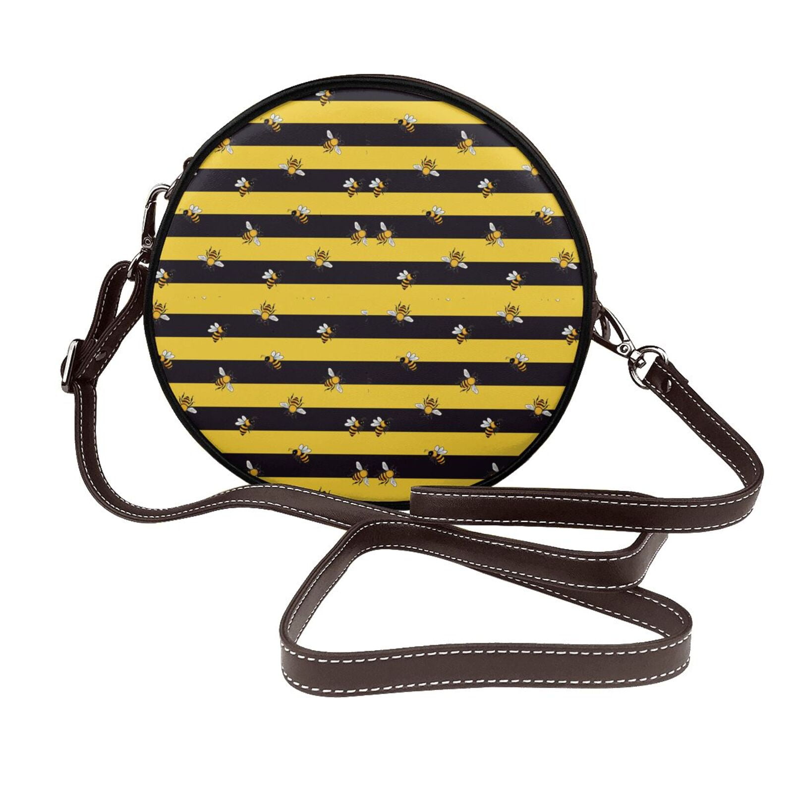 Lsque Striped With Bees Pattern Shoulder Bag – Microfiber Leather ...