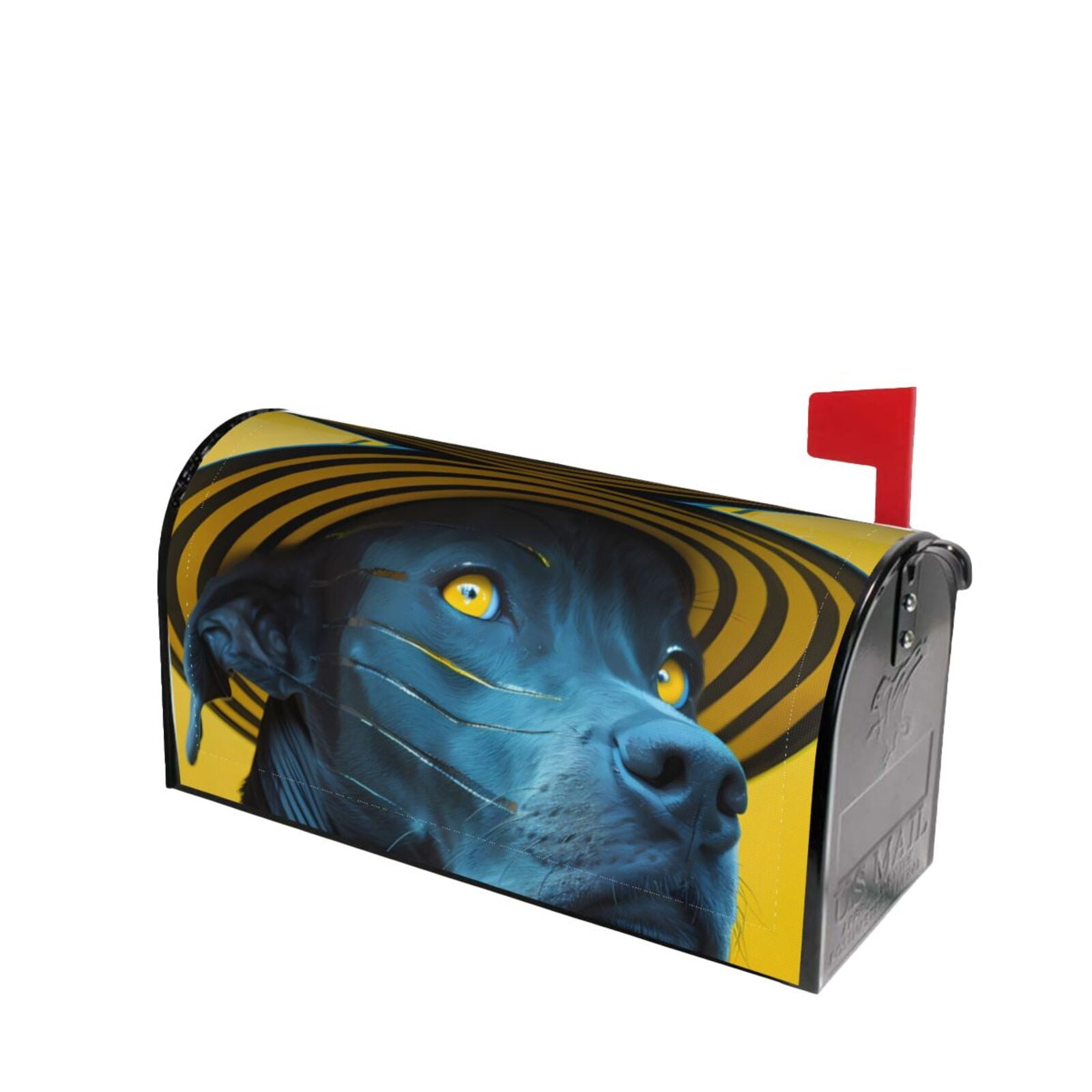 Lsque Stylish Yellow Dog Mailbox Cover Standard Size ,Magnetic Mailbox ...