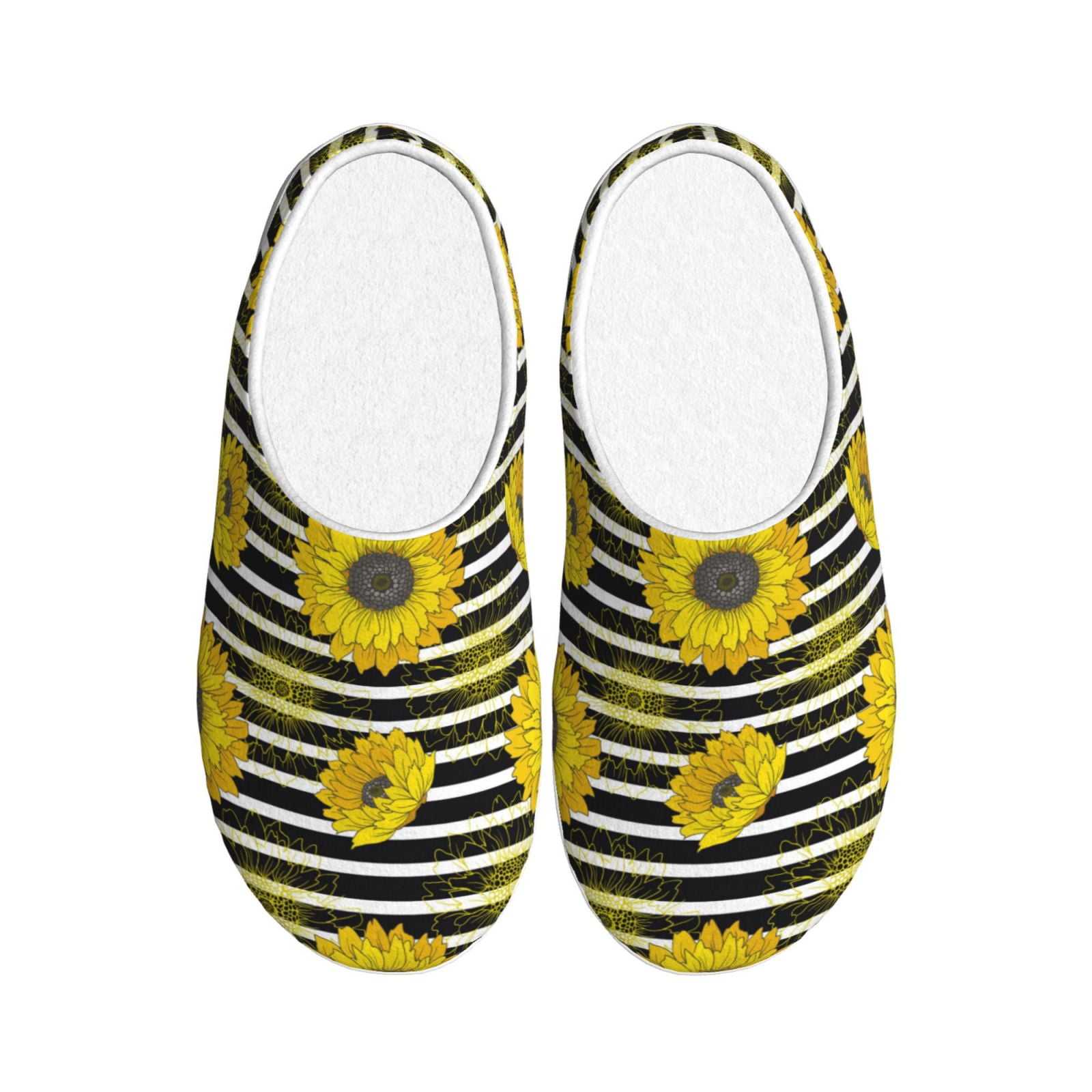 Lsque Sunflowers On Black And White Stripes Pattern Womens Comfort ...