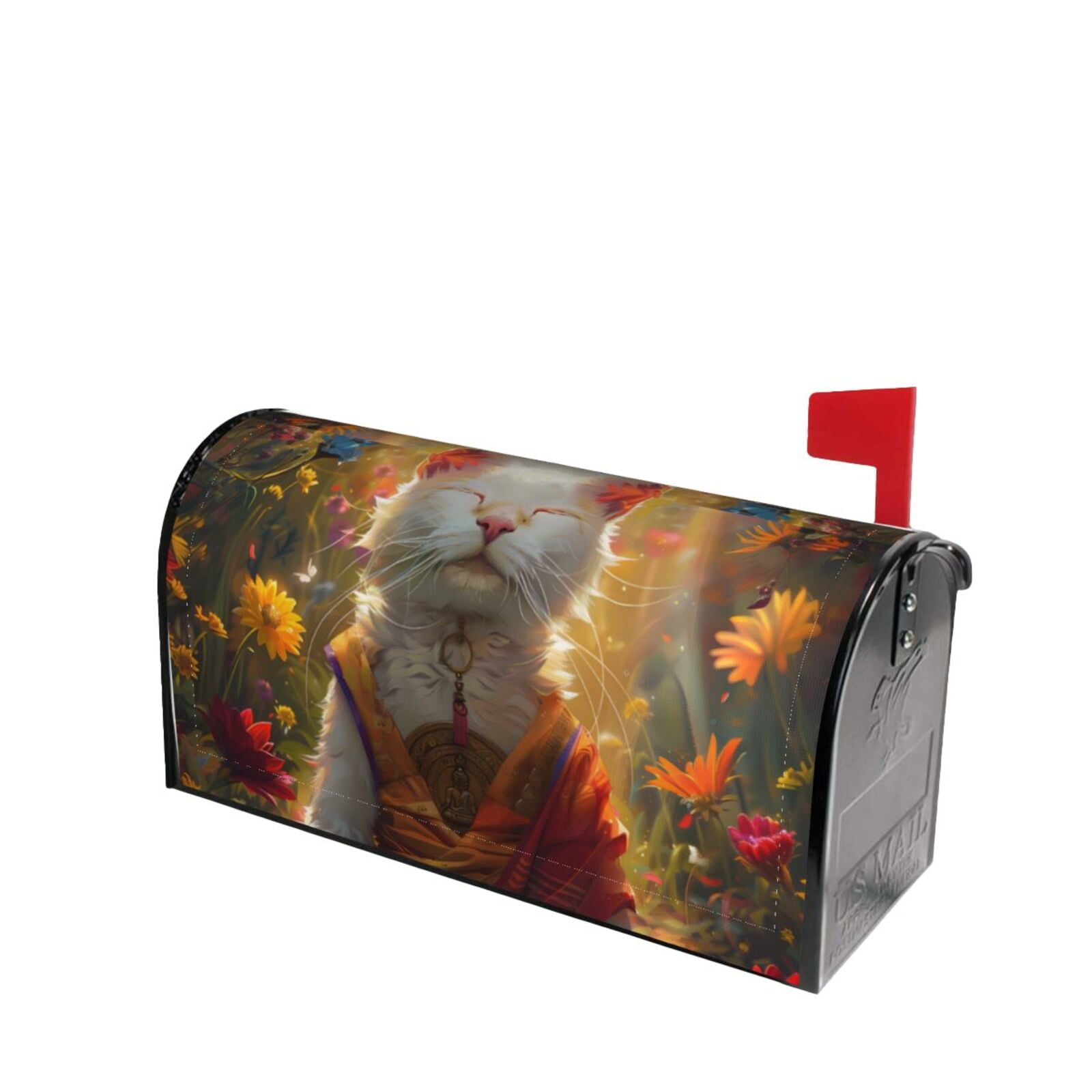 Lsque Sunshine Flower Meditating Cat Mailbox Cover Standard Size ...