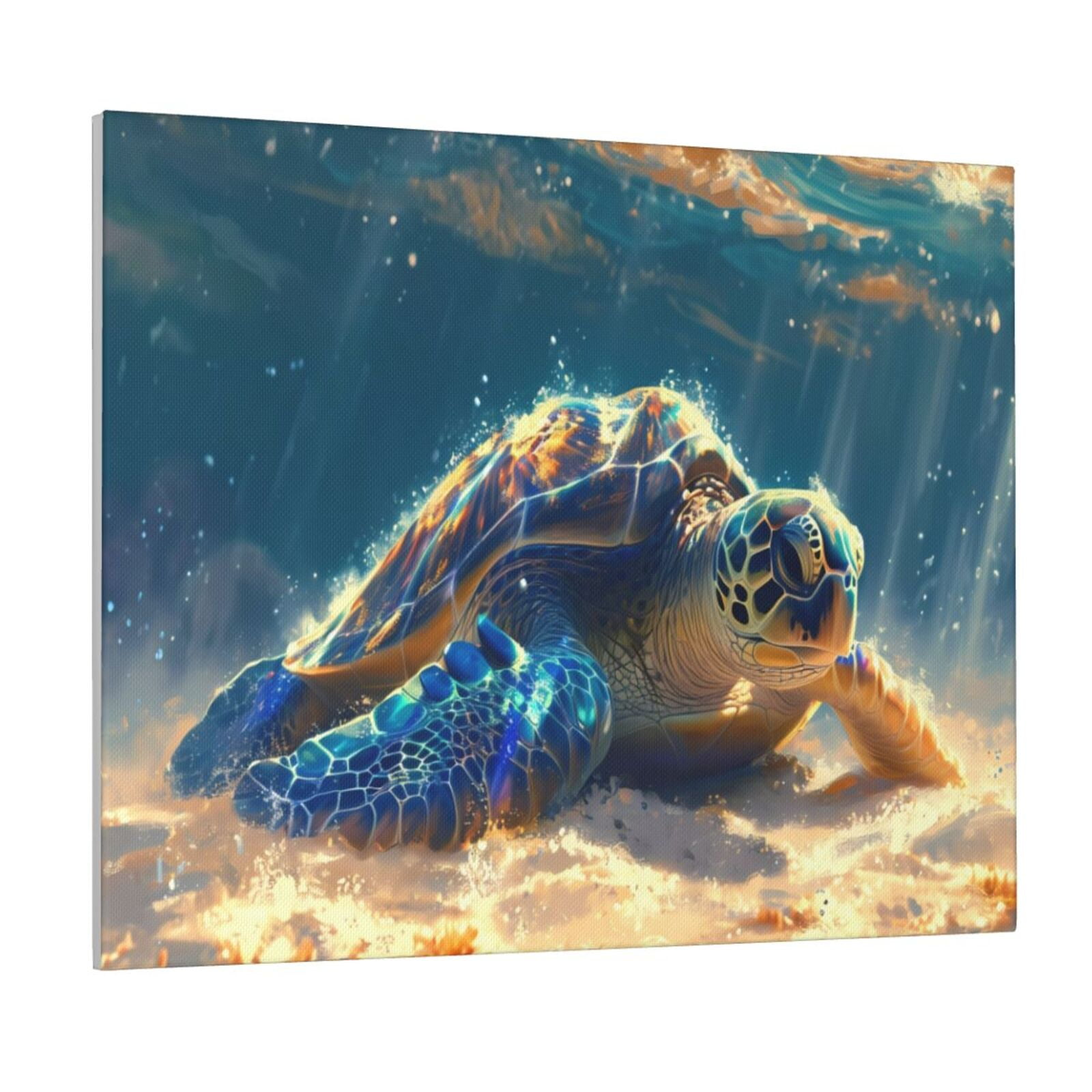 Lsque Sunshine Underwater Sand Turtle Print Wall Art – Decorative ...