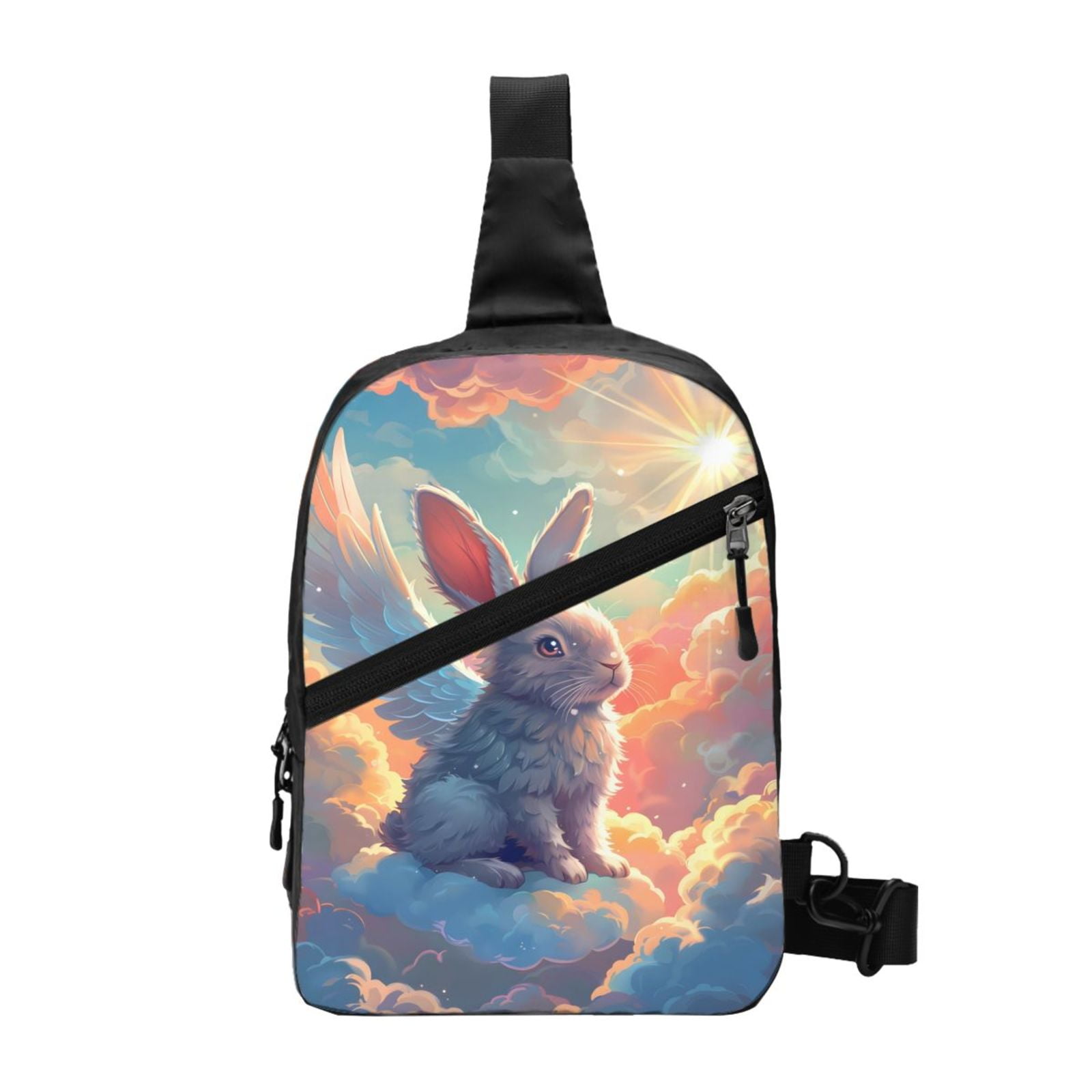Lsque Sunshine Winged Rabbit Pattern Chest Package – Foldable Waterproof Chest Bag with ...