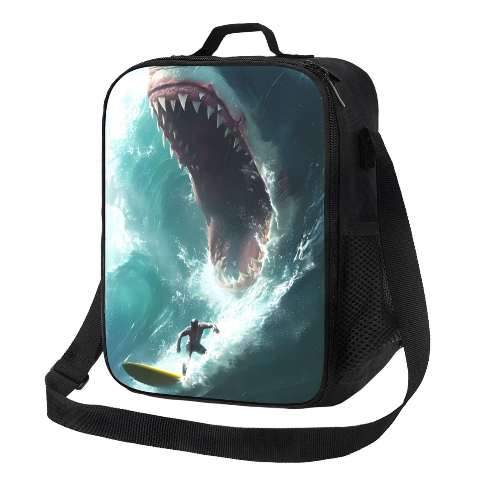 Lsque Surfing Shark Lunch Bag Lunch Box for Women Men Reusable ...