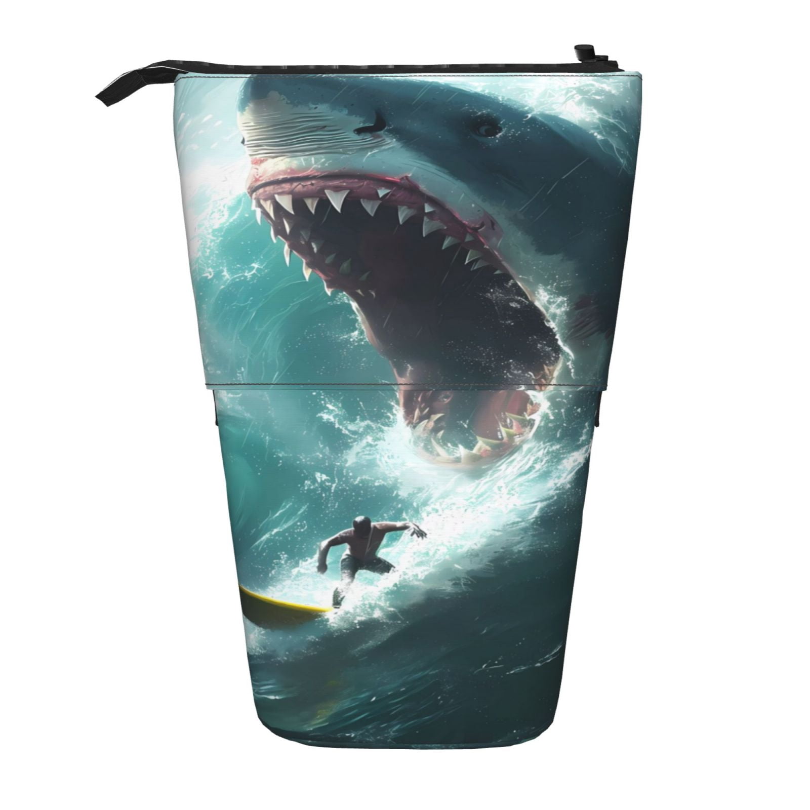Lsque Surfing Shark Pattern Telescopic Pencil Bag Pen Holder Stationery ...