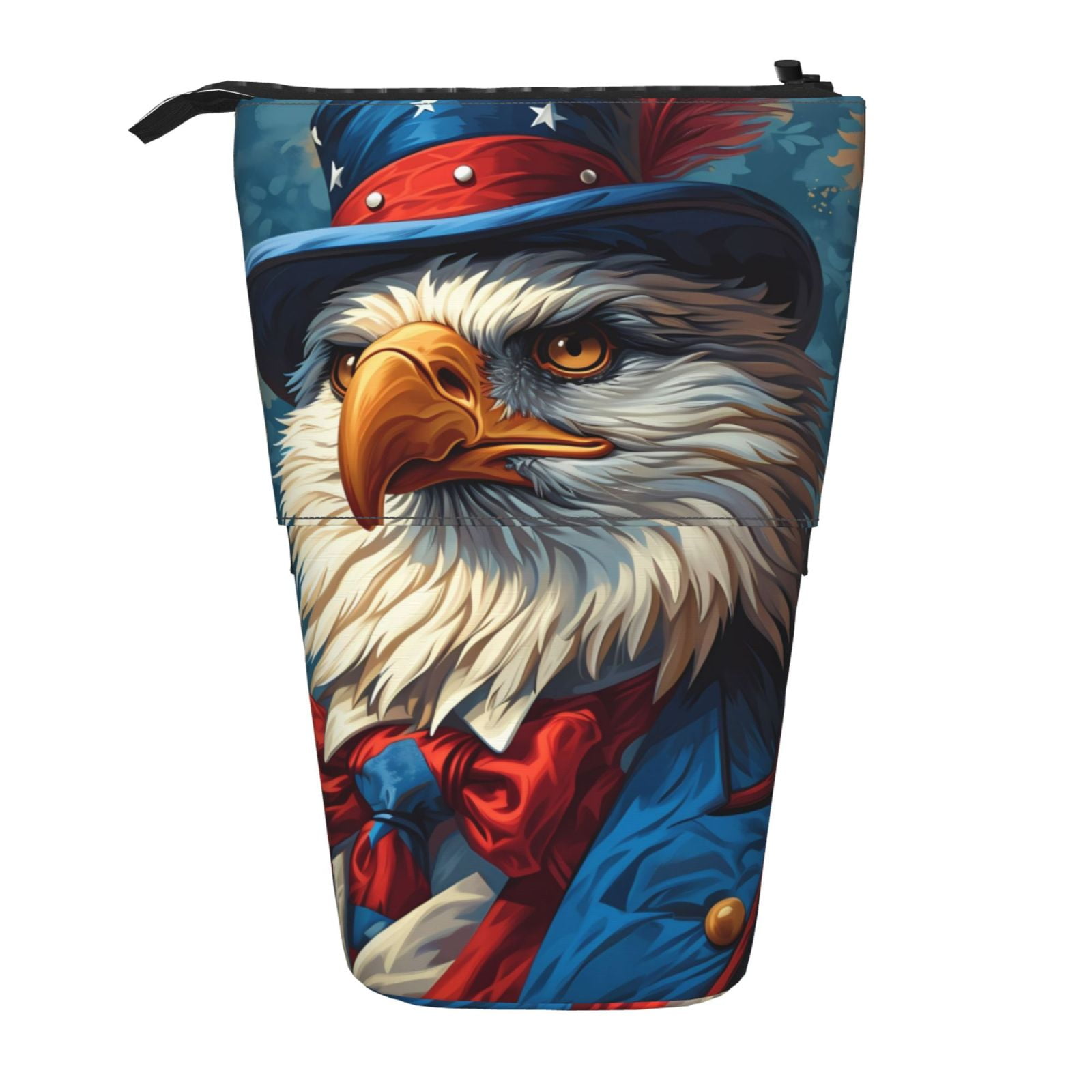Lsque Surreal Bald Eagle Gentleman Pattern Telescopic Pencil Bag Pen ...