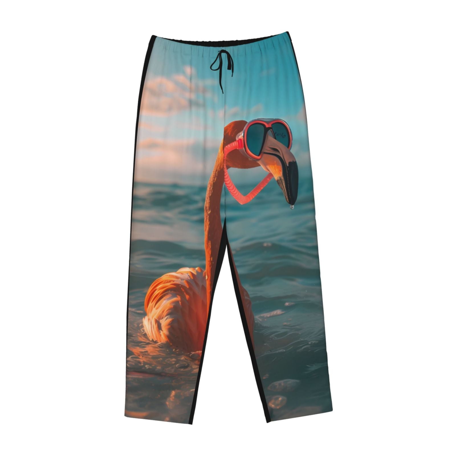 Lsque Swimming Goggled Flamingo Print Women's Pajama Pants, Lounge Pant ...