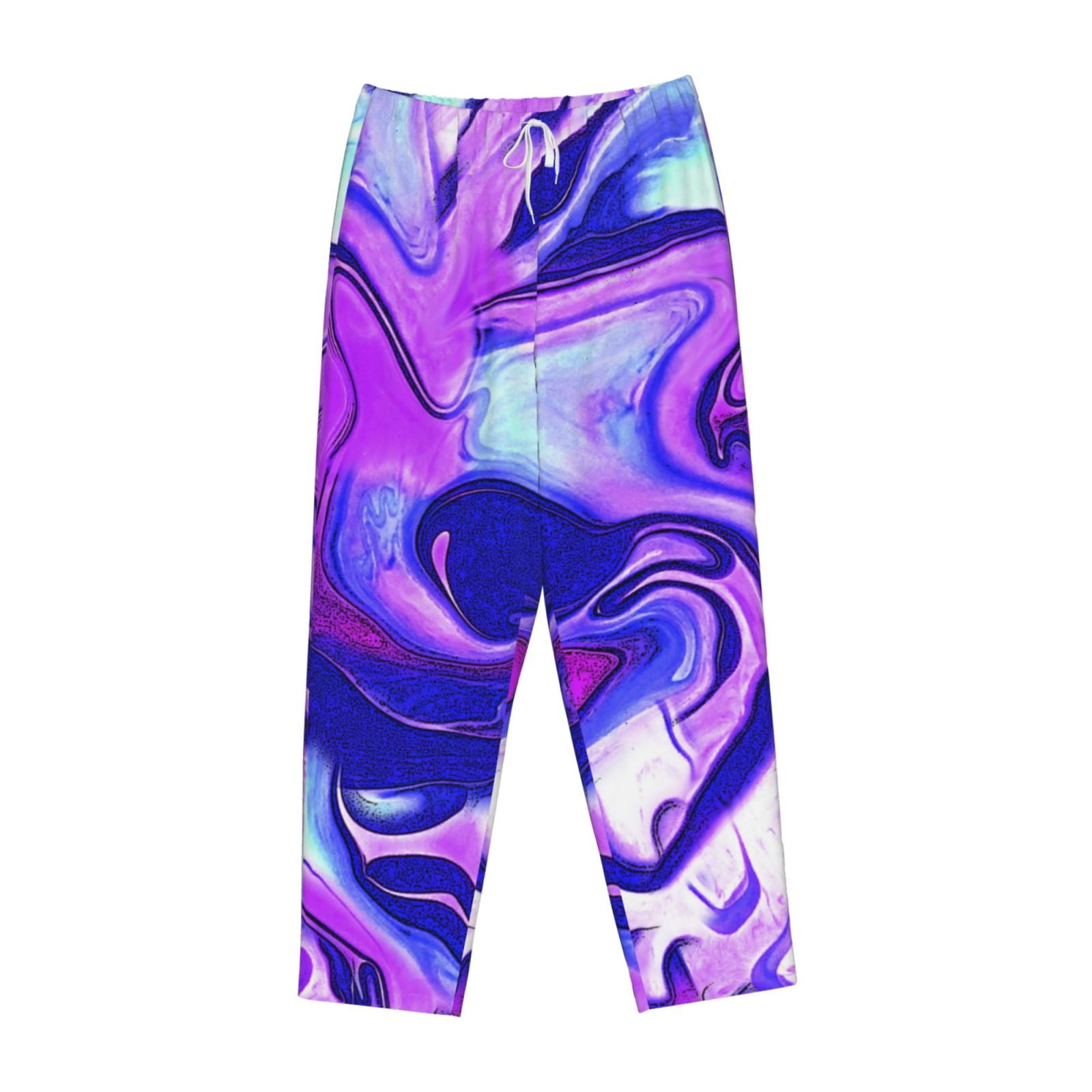 Lsque Swirl Print Blue Purple1 Print Women's Pajama Pants, Lounge Pant ...