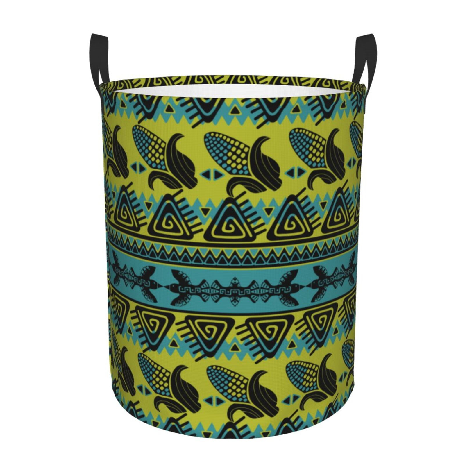 Lsque Teal Vintage Corn Pattern Pattern Laundry Hamper Basket, Tall ...