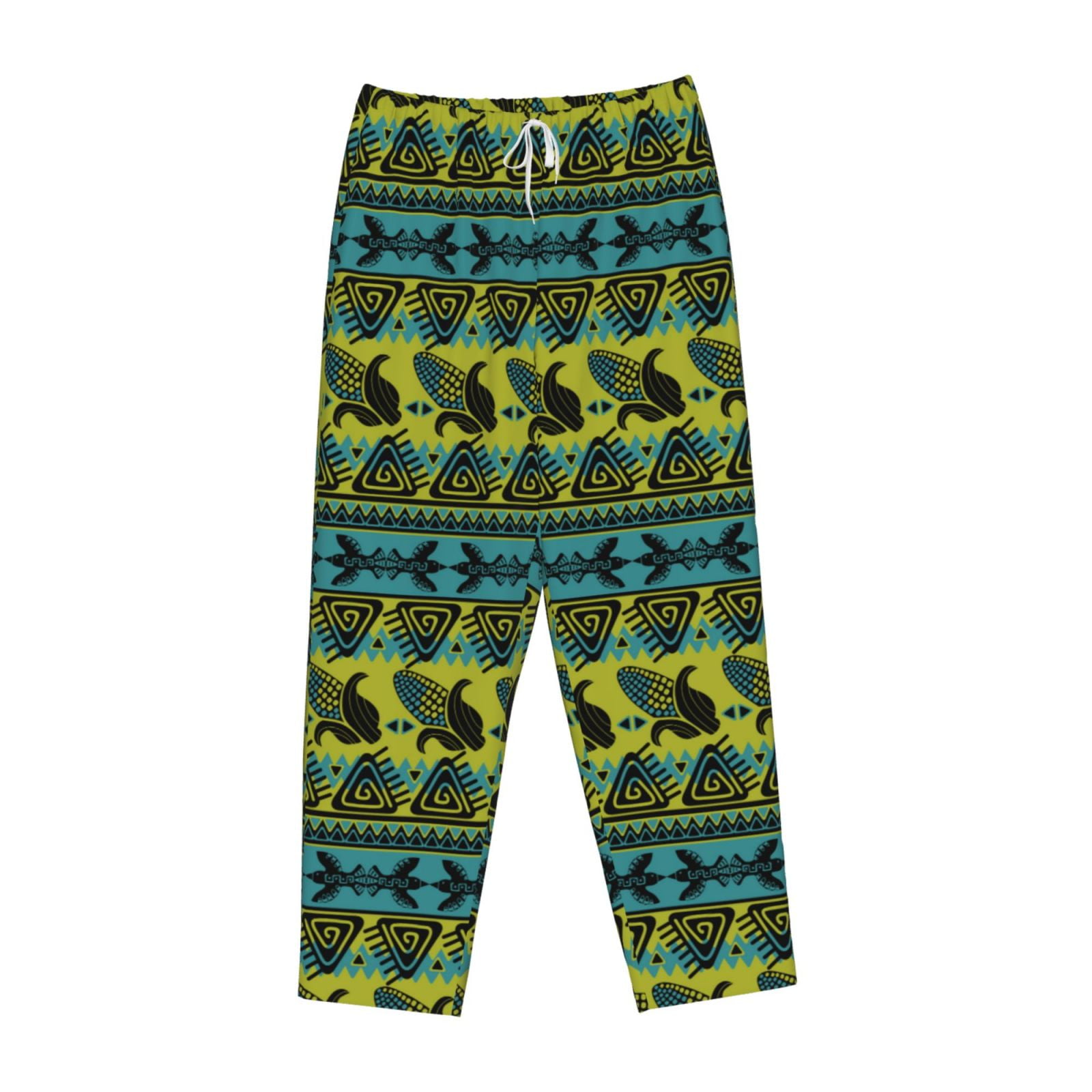 Lsque Teal Vintage Corn Pattern Print Women's Pajama Pants, Lounge Pant ...