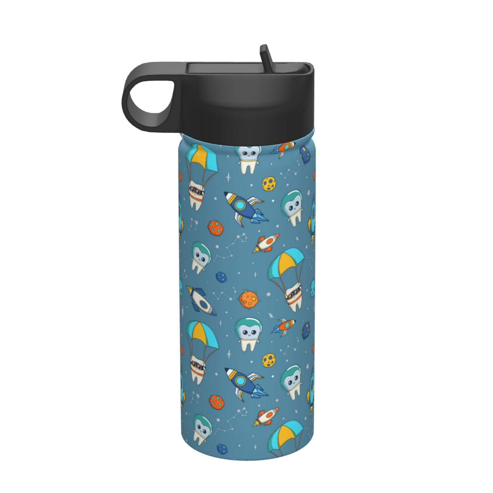 Lsque Teeth Cosmonaut Pattern 18oz Sports Insulated Kettle With Straw ...