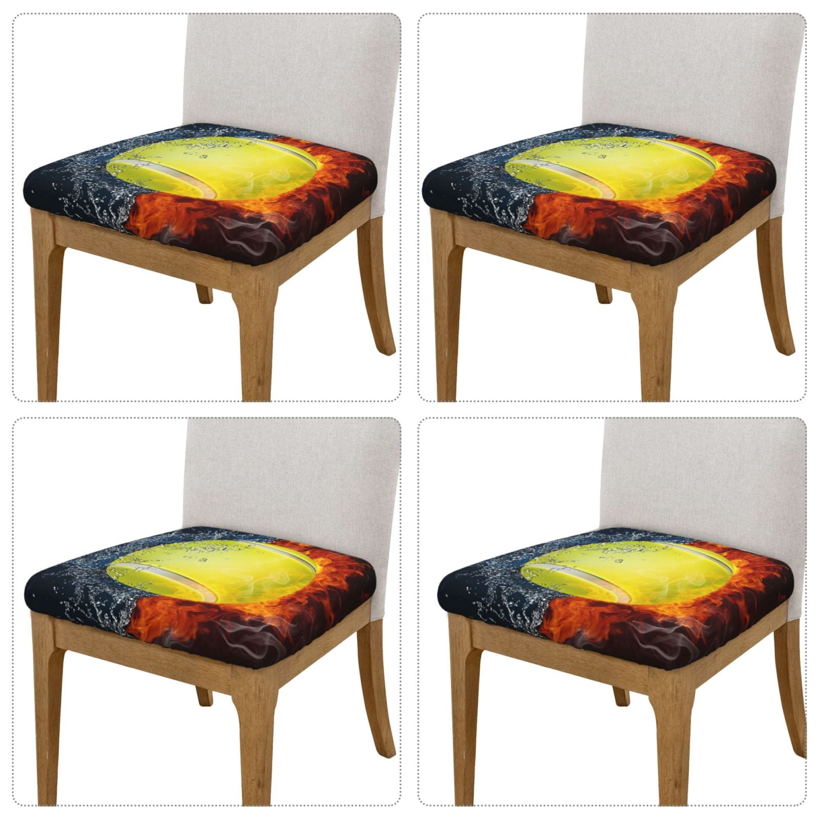 Lsque Tennis Ball In Fire And Water Printed Square Couch Cushion Covers ...