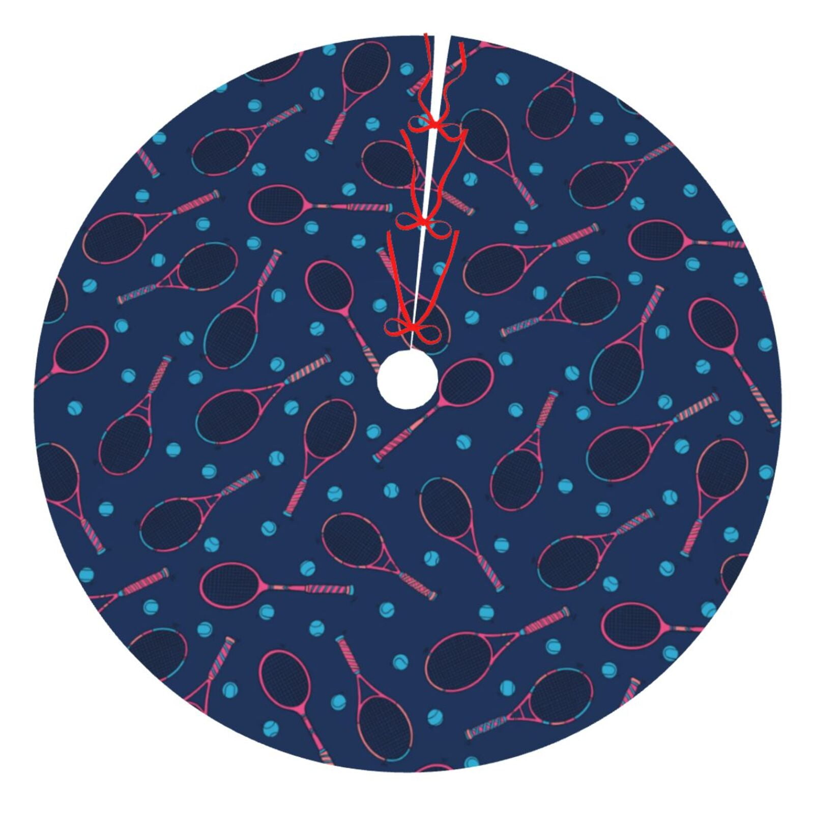 Lsque Tennis Racket Print Christmas Tree Skirt, Tree Skirt with Ties or ...