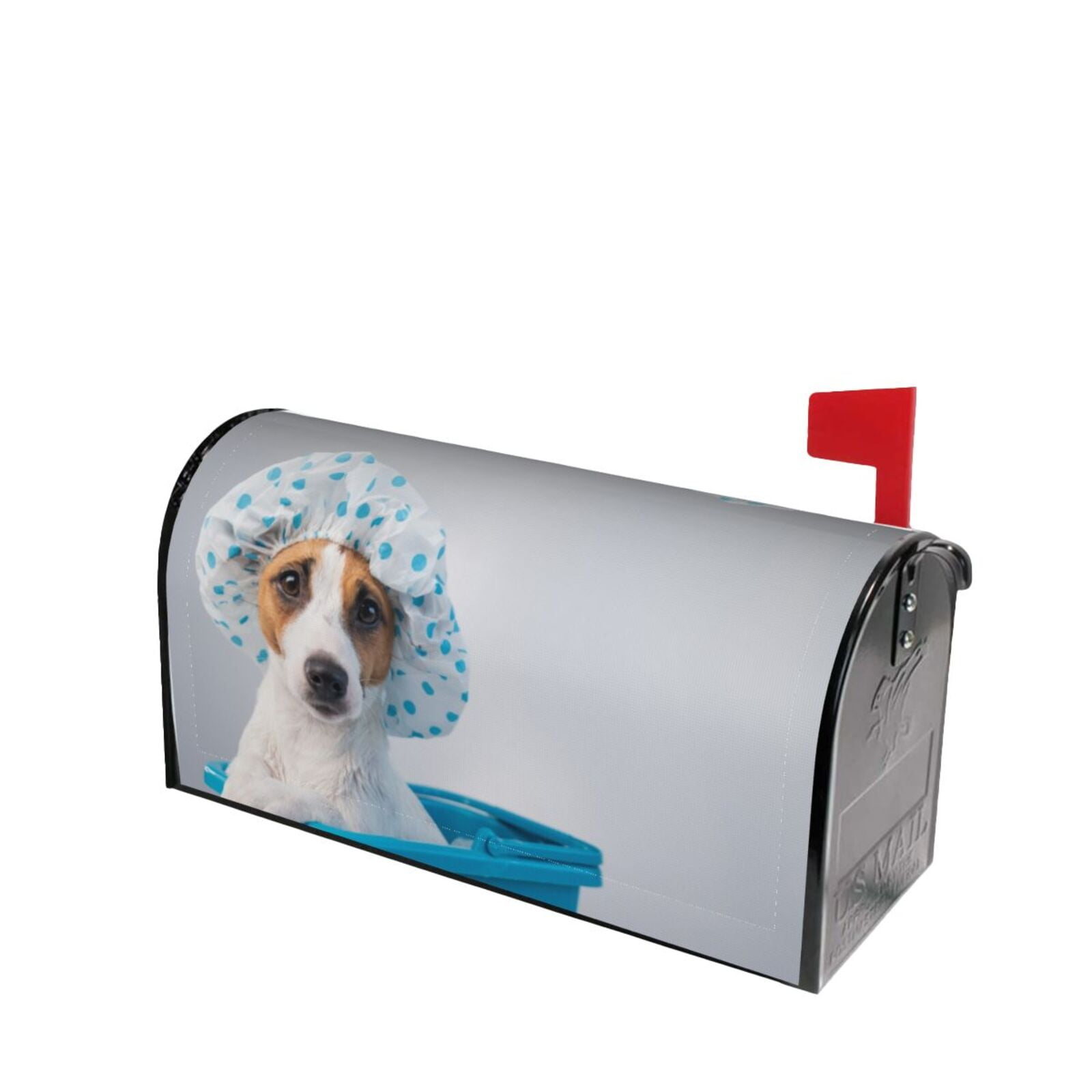 Lsque Terrier Takes A Bath With Shower Cap Mailbox Cover Standard Size ...