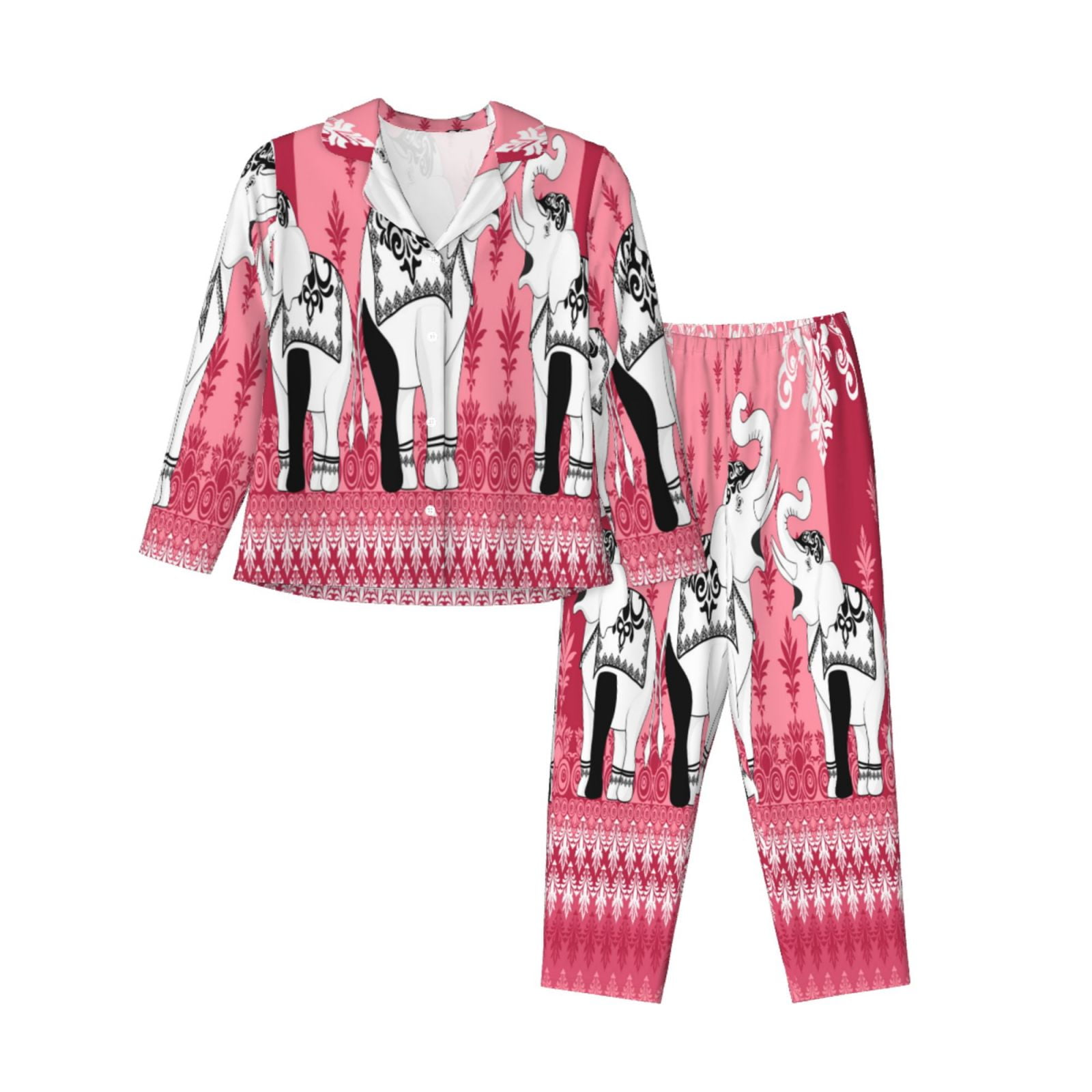 Lsque Thai elephant Pattern Long Sleeve Pajama Set for Women - Soft 2 ...