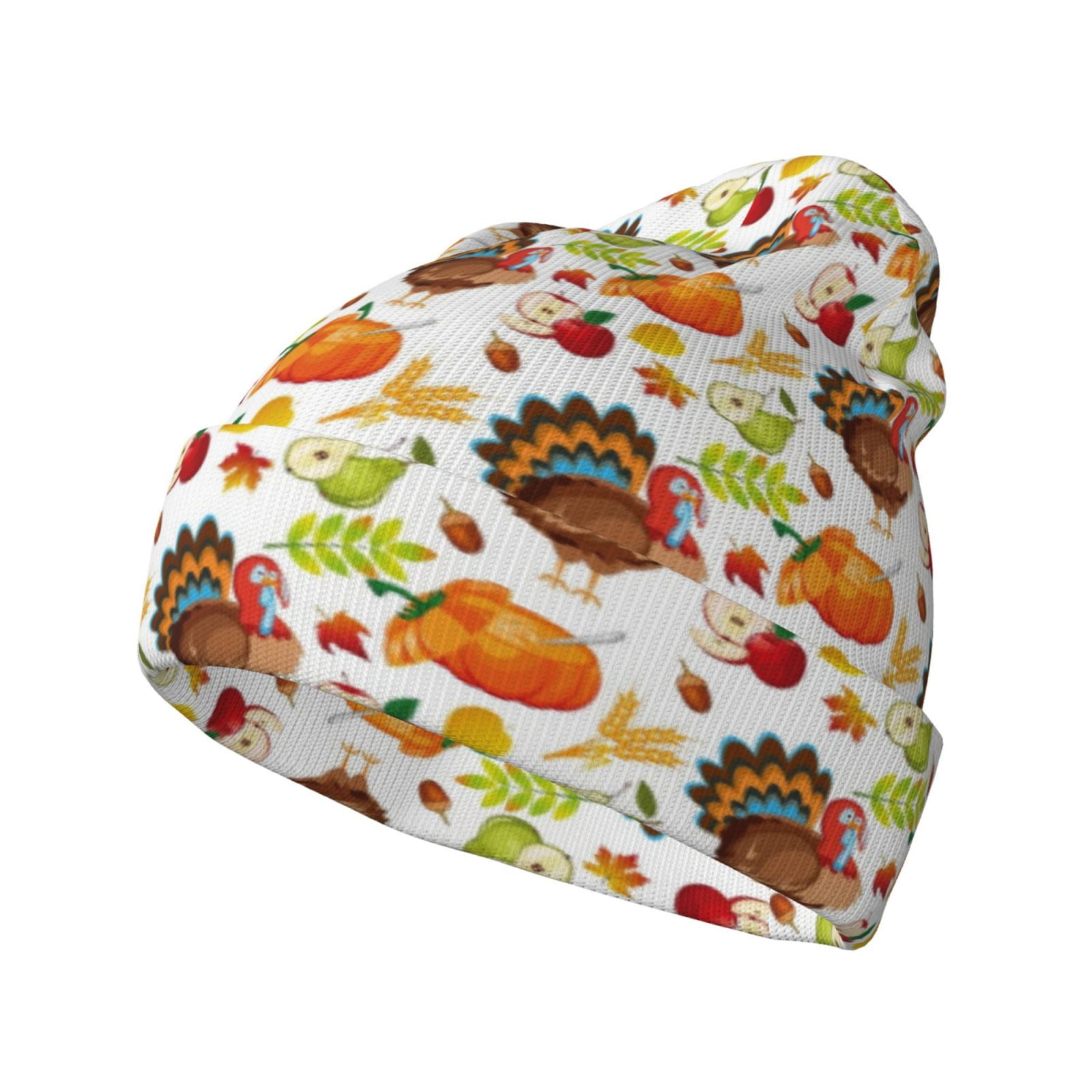 Lsque Thanksgiving Turkey Pattern Knitted Beanie, Unisex Winter Hat ...