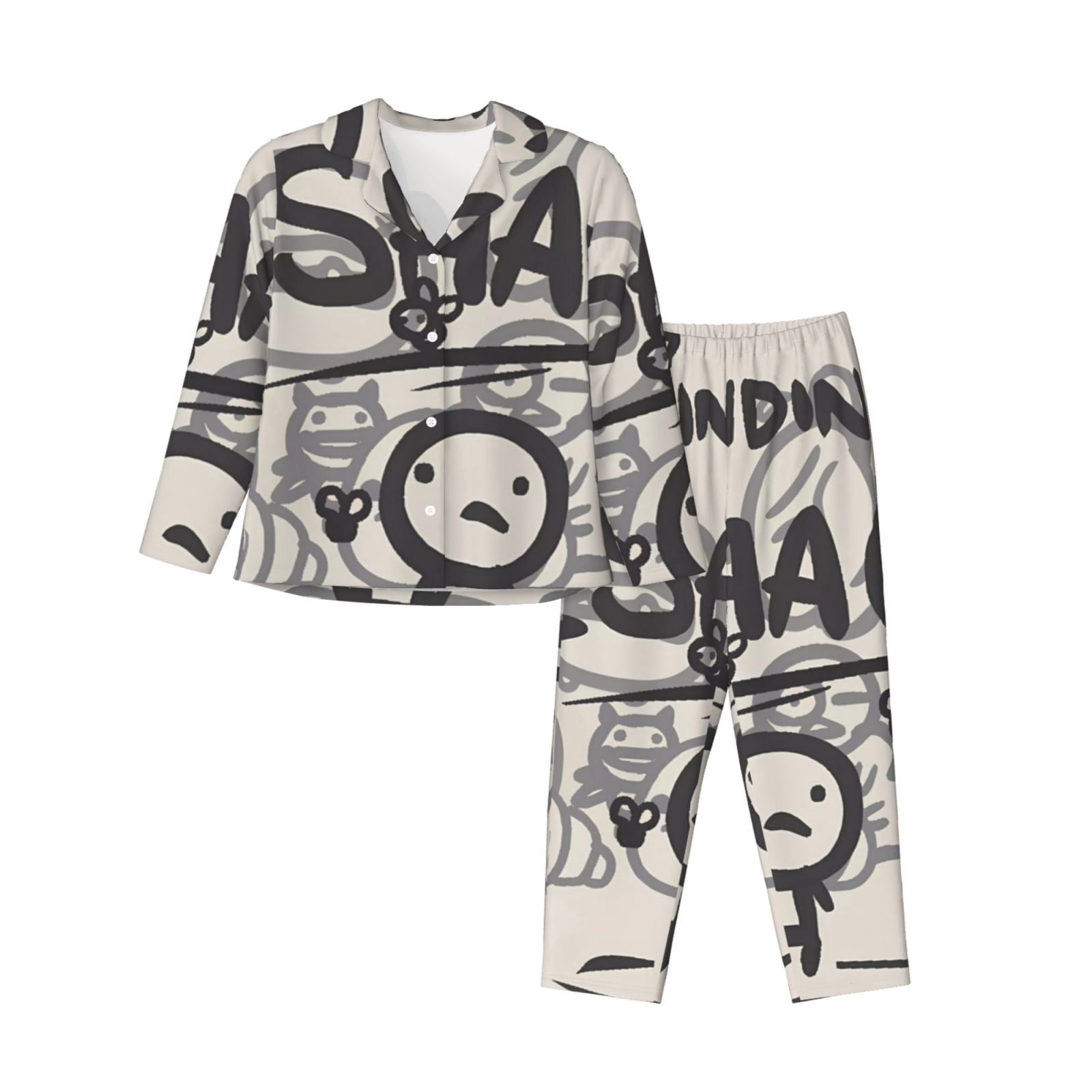Lsque The Binding of Isaac Pattern Long Sleeve Pajama Set for Women ...