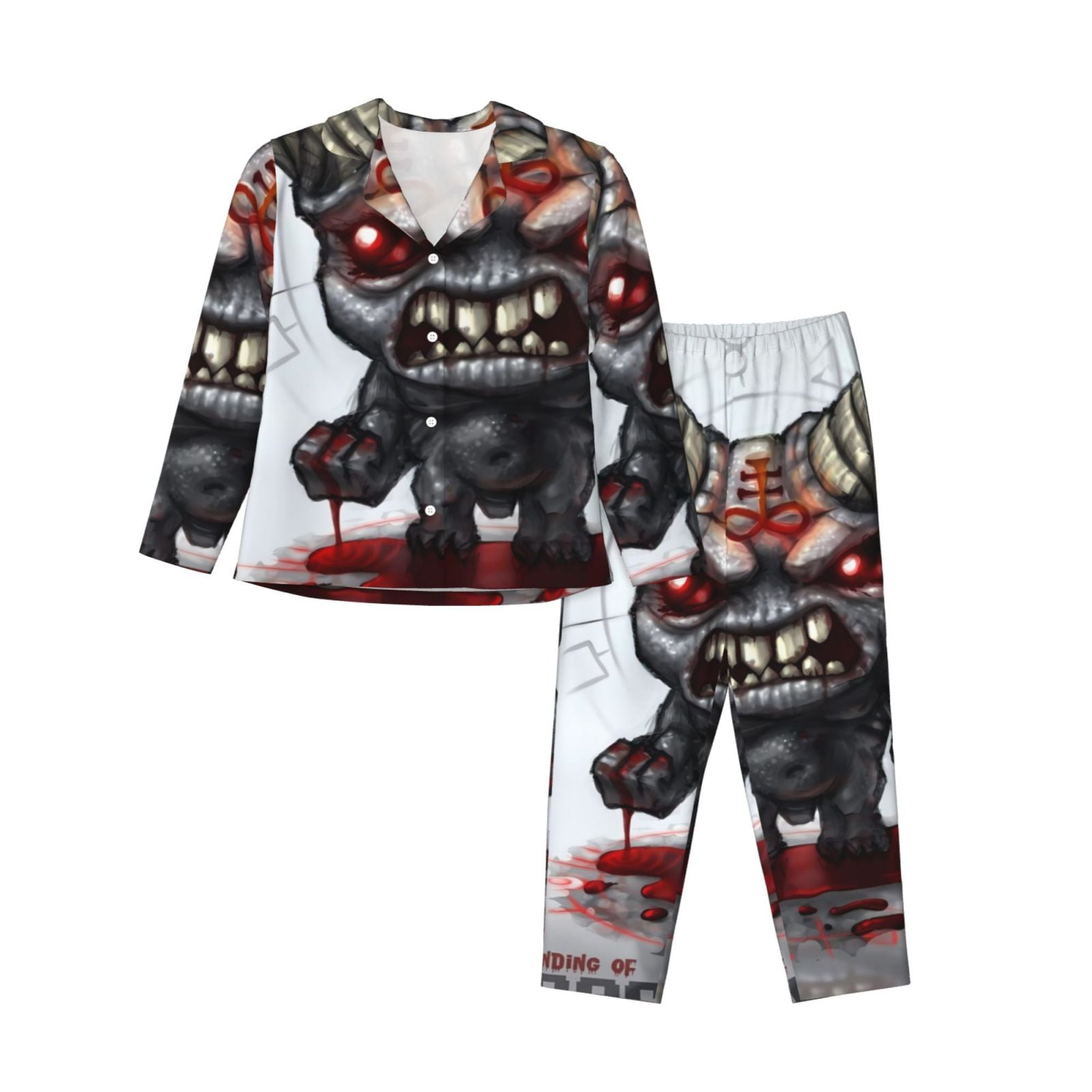 Lsque The Binding of Isaac Pattern Long Sleeve Pajama Set for Women ...