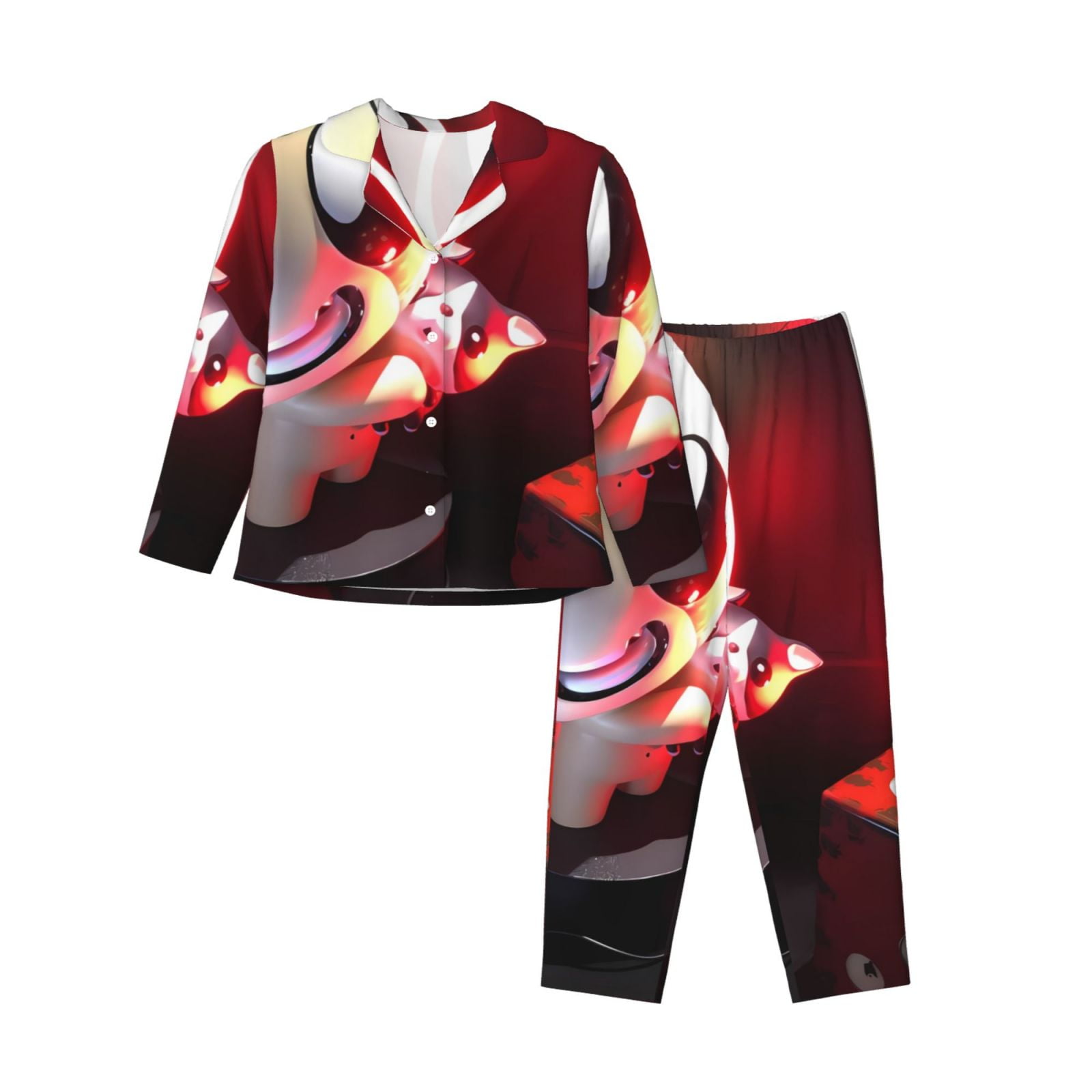 Lsque The Binding of Isaac Pattern Long Sleeve Pajama Set for Women ...