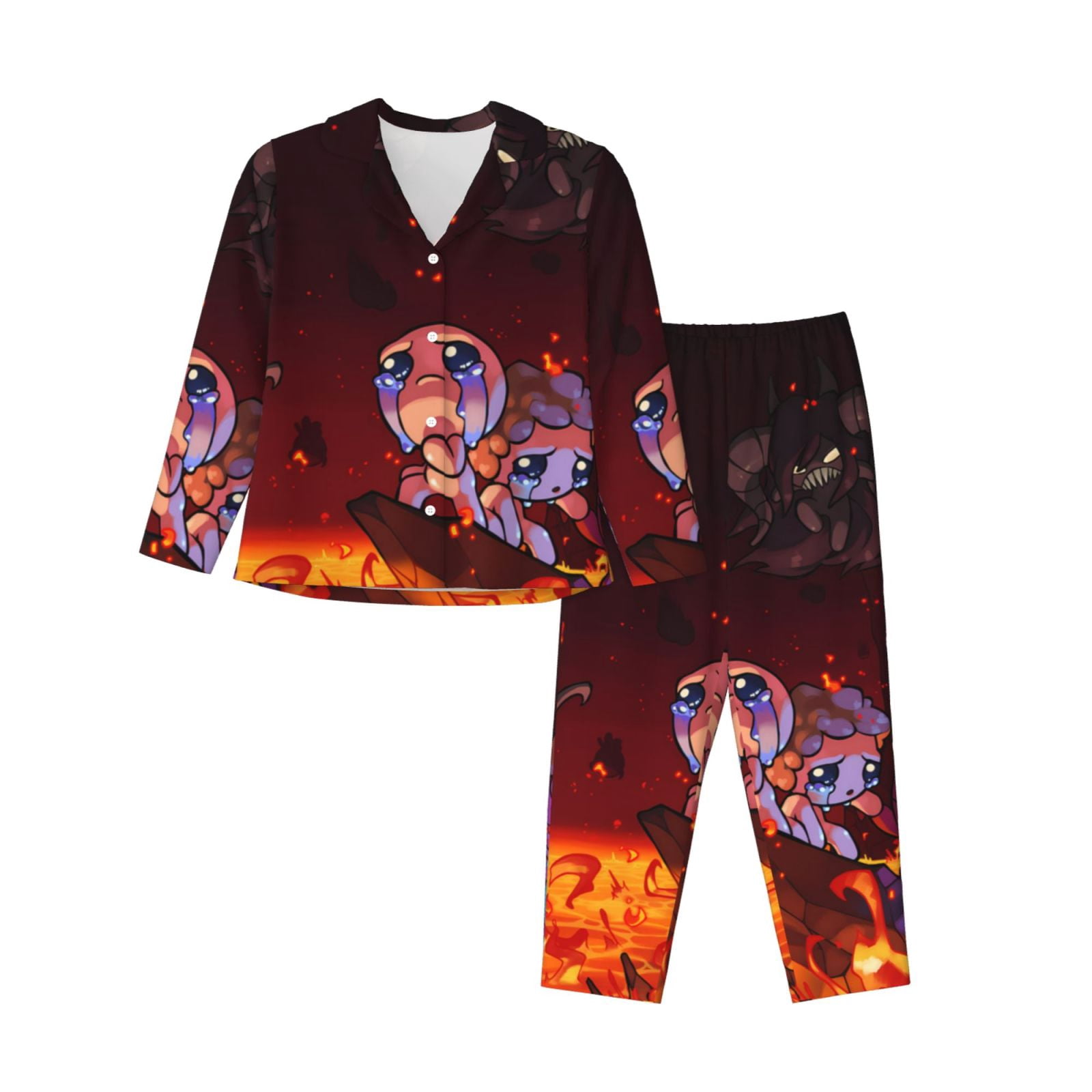 Lsque The Binding of Isaac Pattern Long Sleeve Pajama Set for Women ...