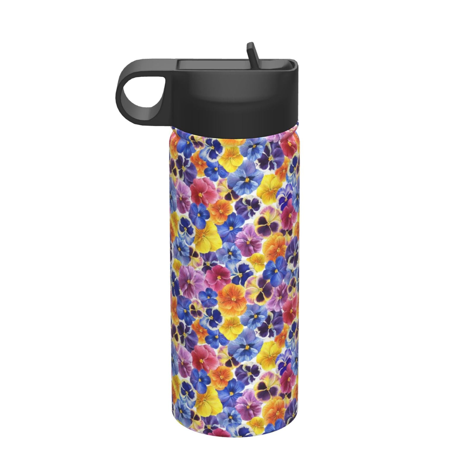 Lsque The Garden Tricolor Pansy Flower Pattern 18oz Sports Insulated ...