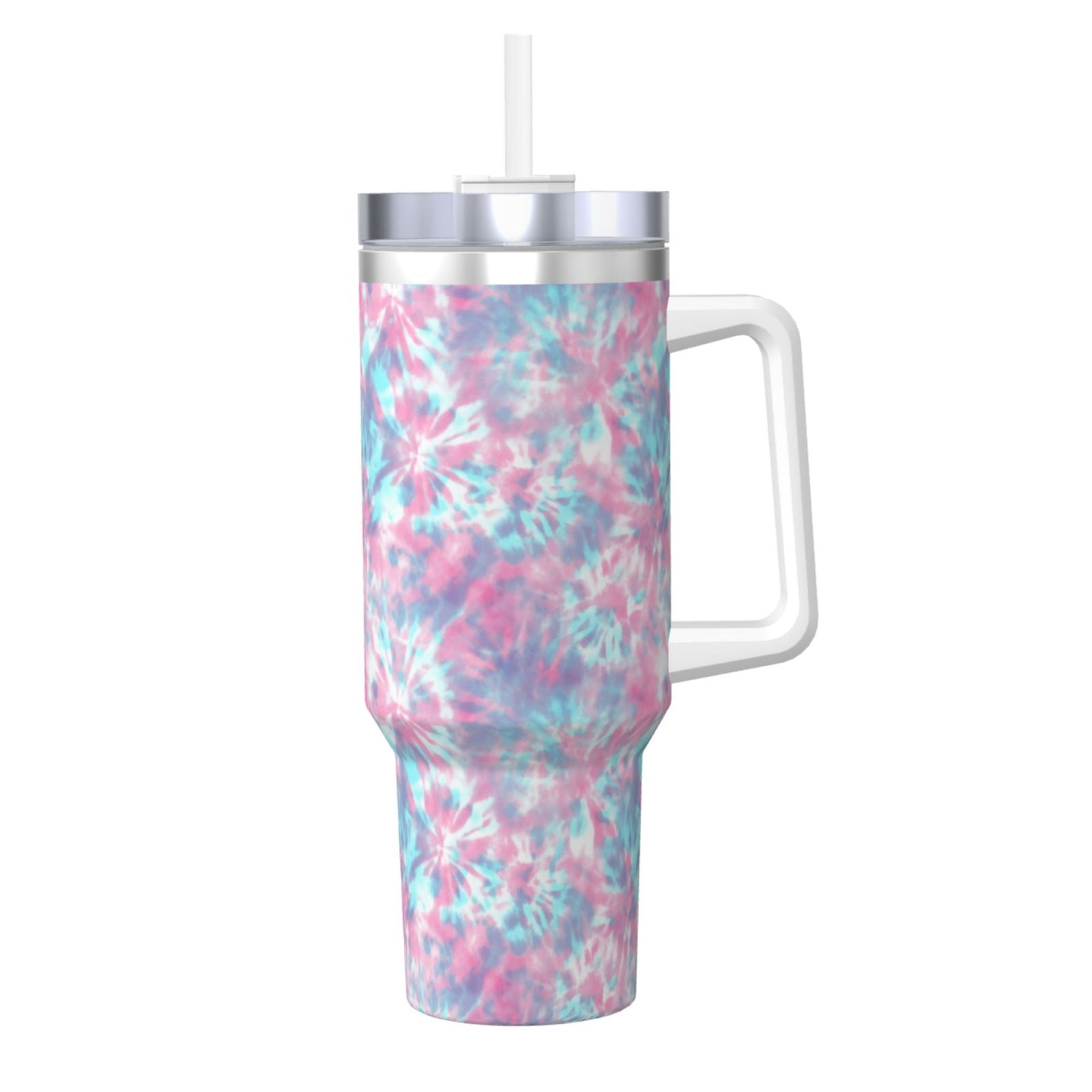 Lsque Tie Dye Pattern 40 OZ Ice Bully Cup with Handle and Straw, Double ...