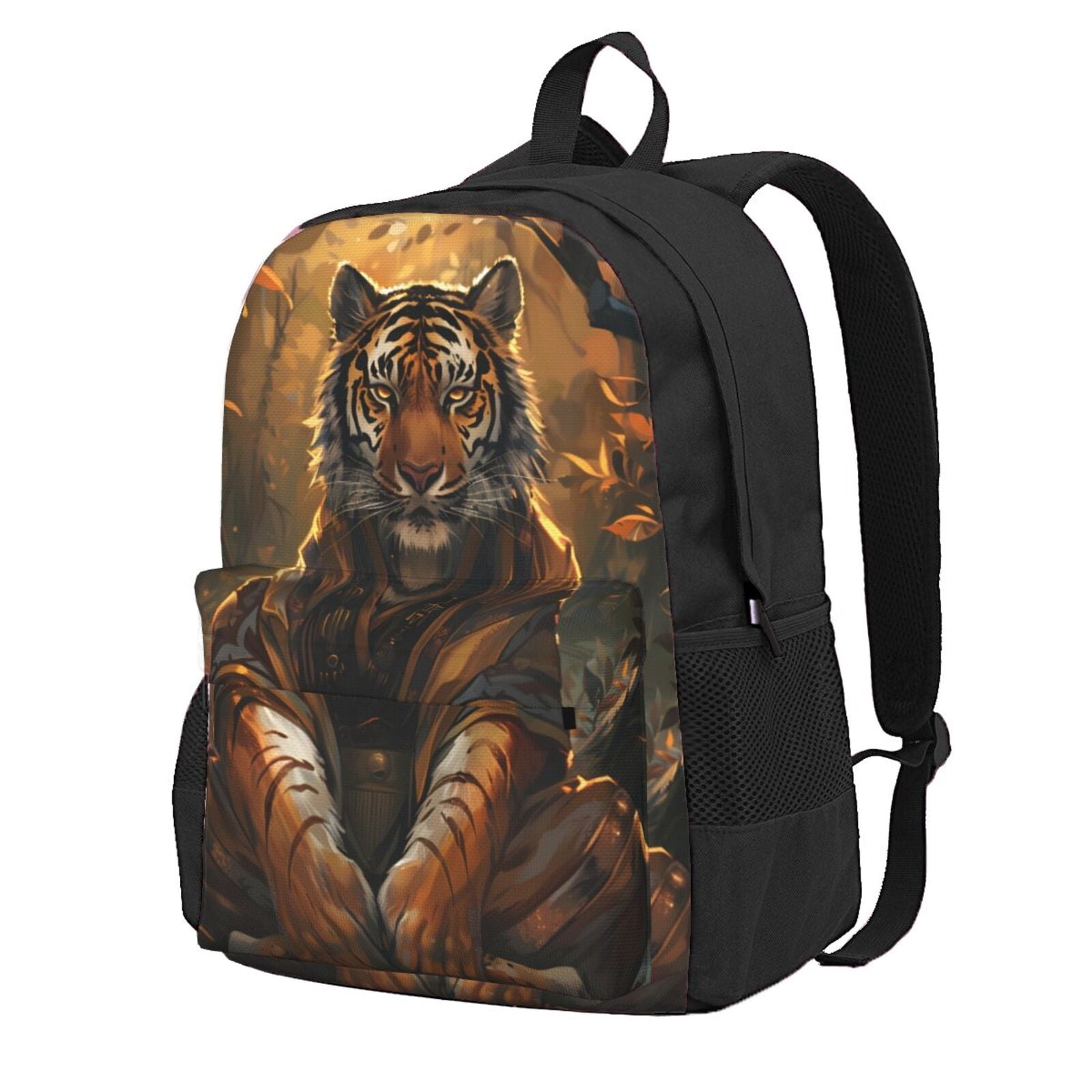 Lsque Tiger In The Fallen Leaf Forest Pattern Adult Backpack – Durable ...
