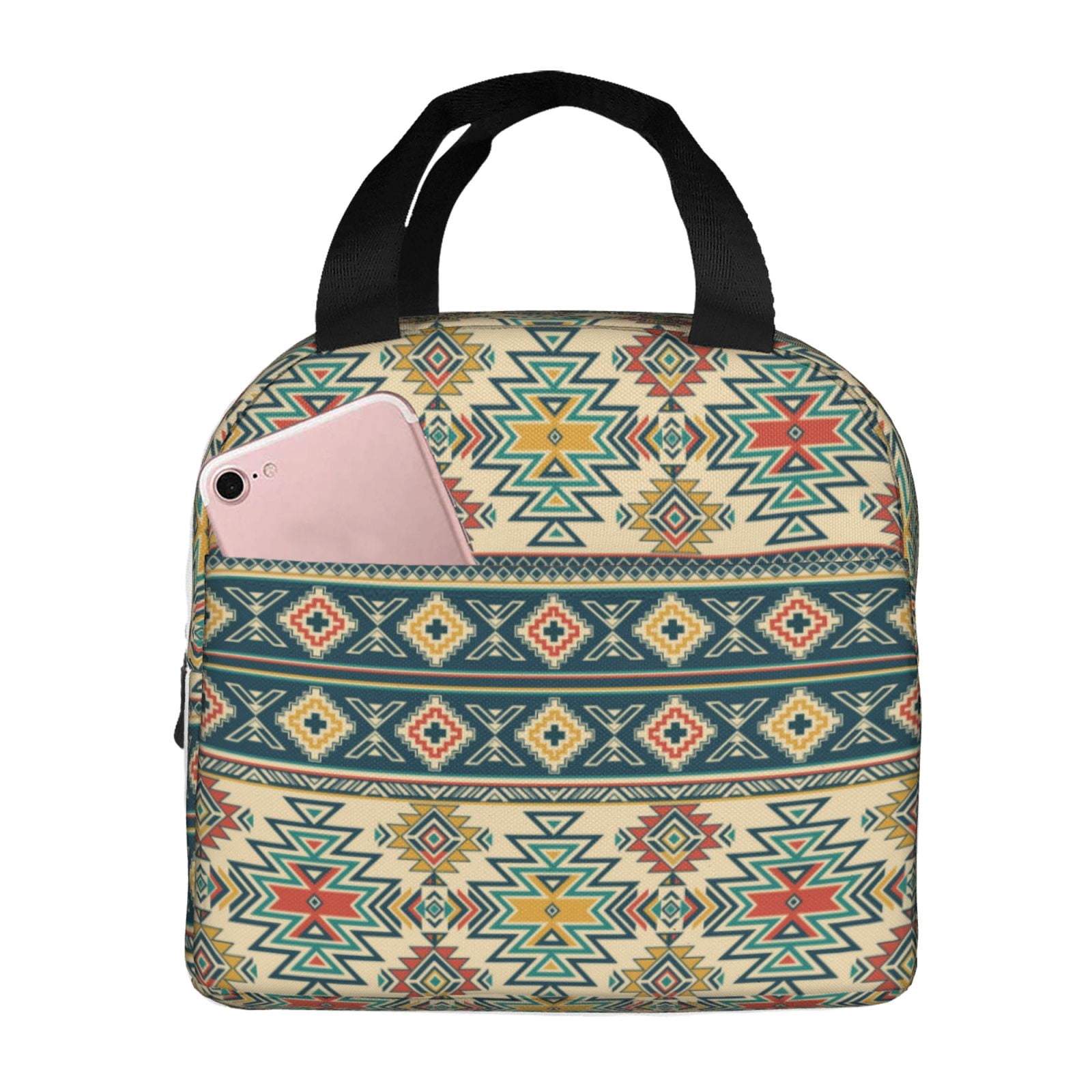 Lsque Traditional Tribal Aztec1 Pattern Lunch Bag Women/Men Insulated ...