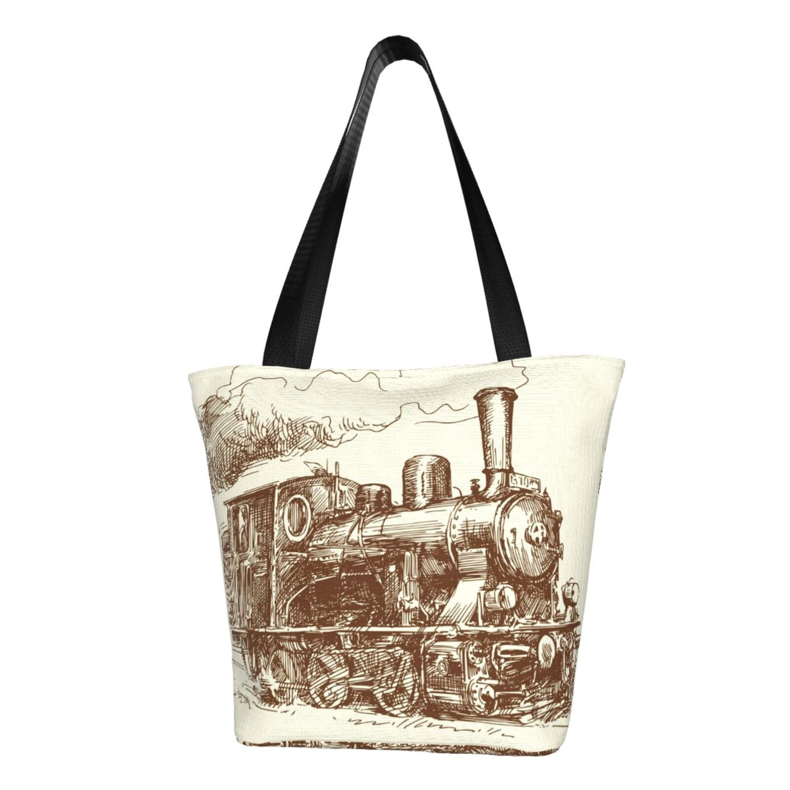 Lsque Train Pattern Beach Tote,Shoulder Handbag,Spacious Tote Bag ...