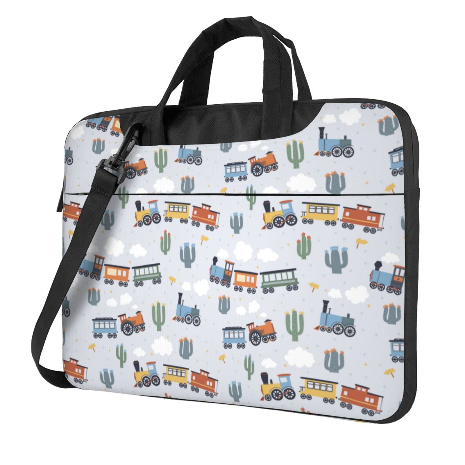 Lsque Trains And Cactuse Pattern Laptop Bag – Portable & Slim Single ...